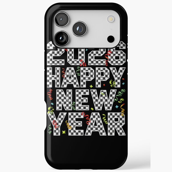Checkered Party Happy New Year 2026 iPhone Case 17 to 11 Pro Max ...