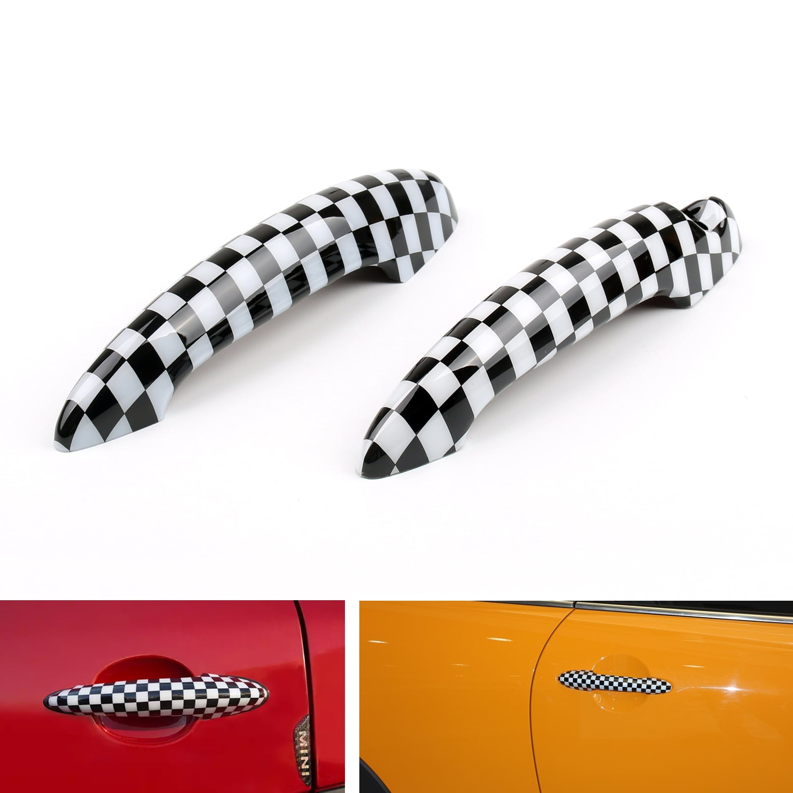 Checkered Pattern Design Door Handle Cover For Mini Cooper R50 R52 R53 ...