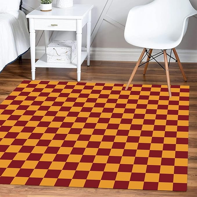 Checkered Pattern Retro Accent Area Rug For Living Room Bedroom ...