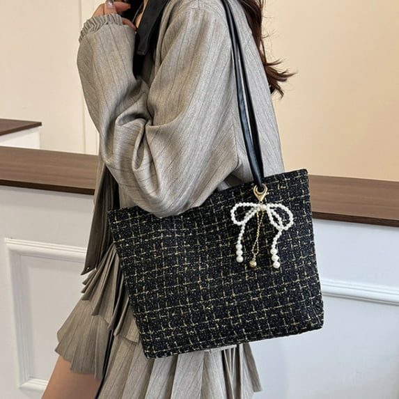 Checkered Pattern Shoulder Crossbody Handbag Stylish Black White And ...