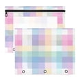 Checkered Pattern with Light Colors 3-Ring Binder Pocket with Zipper ...