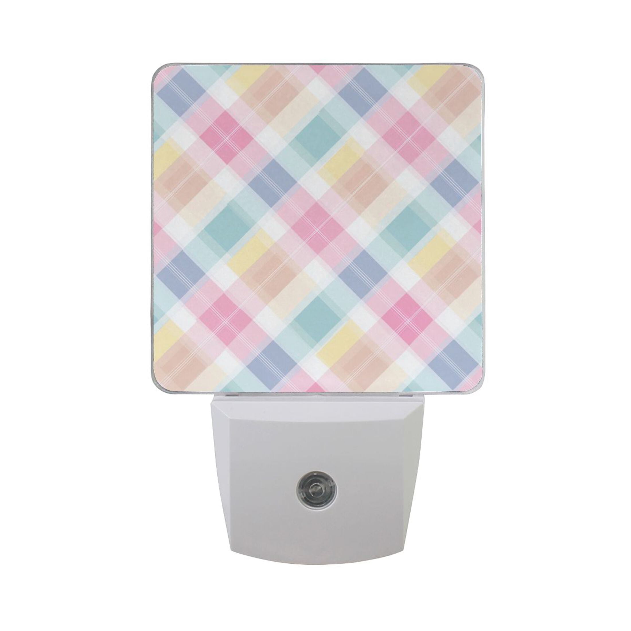 Checkered Pattern with Multicolor LED Night Light Sensor Lamp Plug-in ...