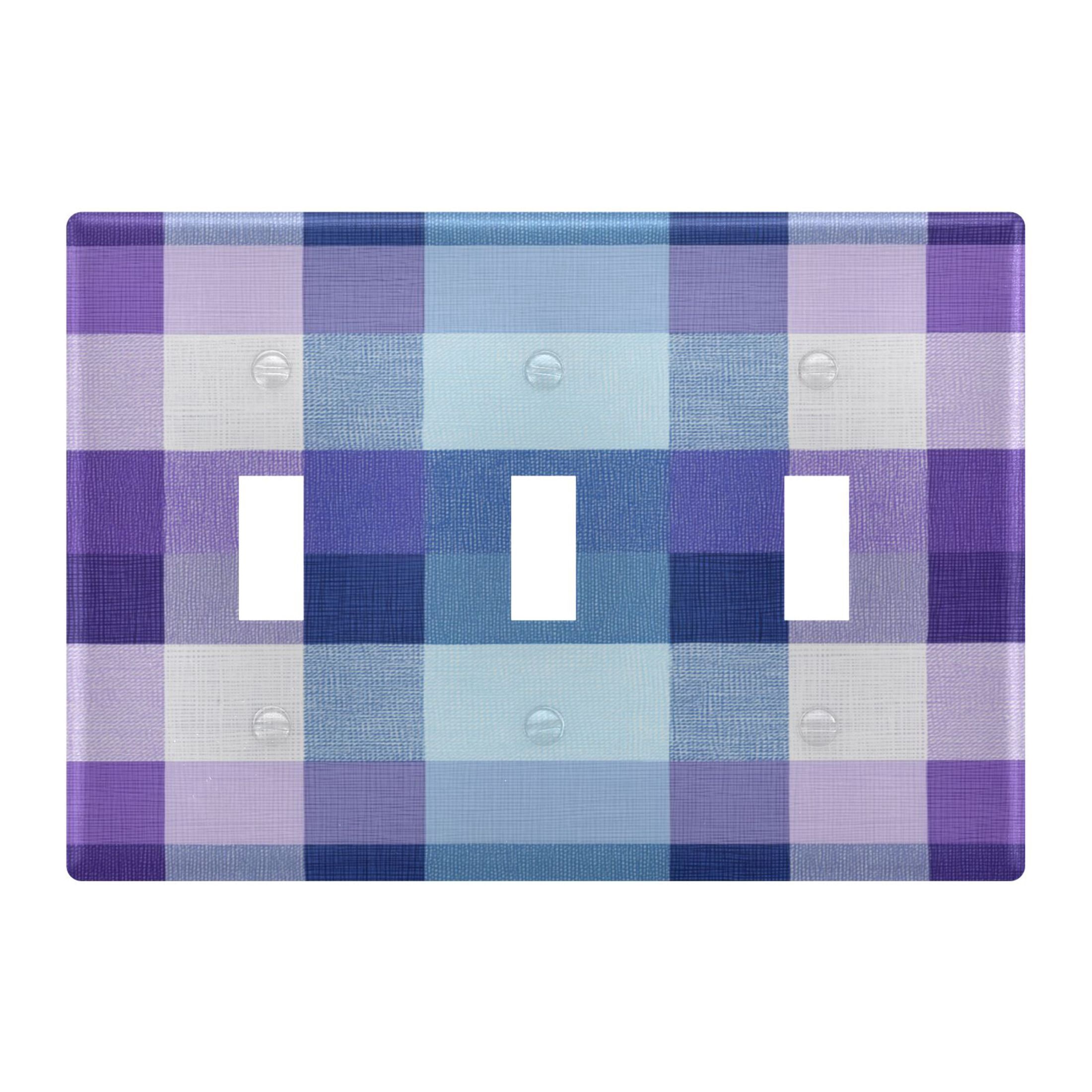 Checkered Pattern with Purple Blue Light Switch Cover Electrical Outlet ...