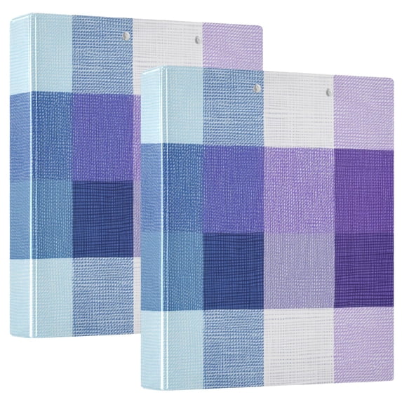 Checkered Pattern with Purple Blue Round Ring Binder 3 Rings 1.5 ...