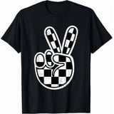 Checkered Peace Sign 60S 70S 80S Race Car Gamer T-Shirt - Walmart.com