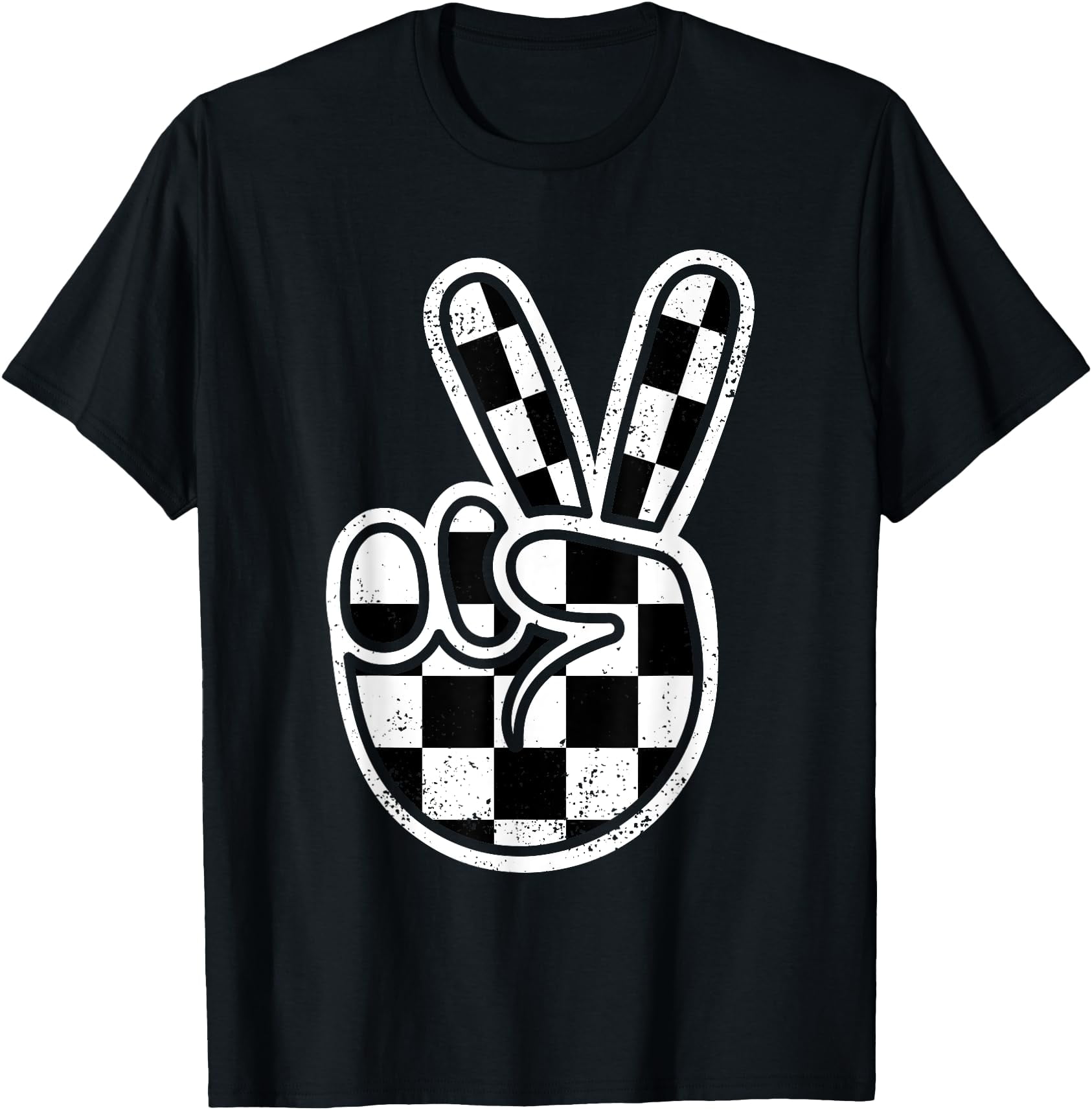 Checkered Peace Sign 60s 70s 80s Race Car Gamer T-Shirt - Walmart.com