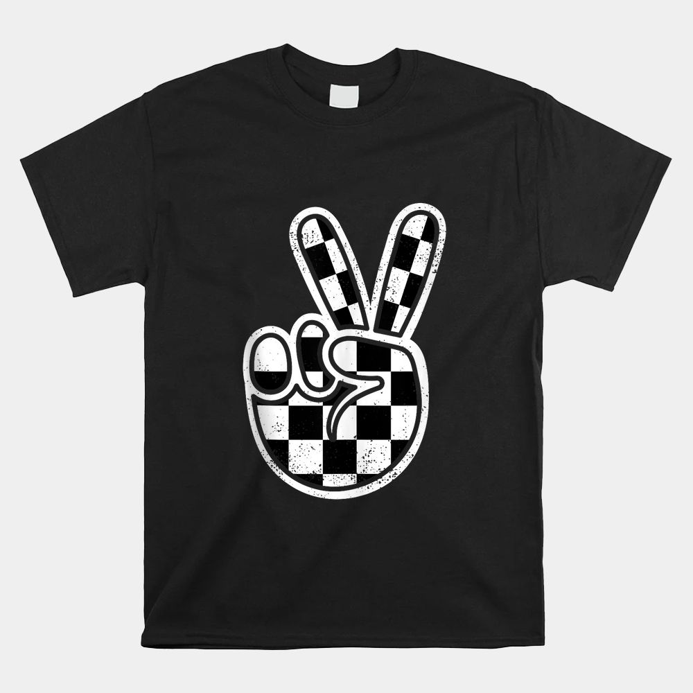 Checkered Peace Sign 60s 70s 80s Race Car Shirt - Walmart.com