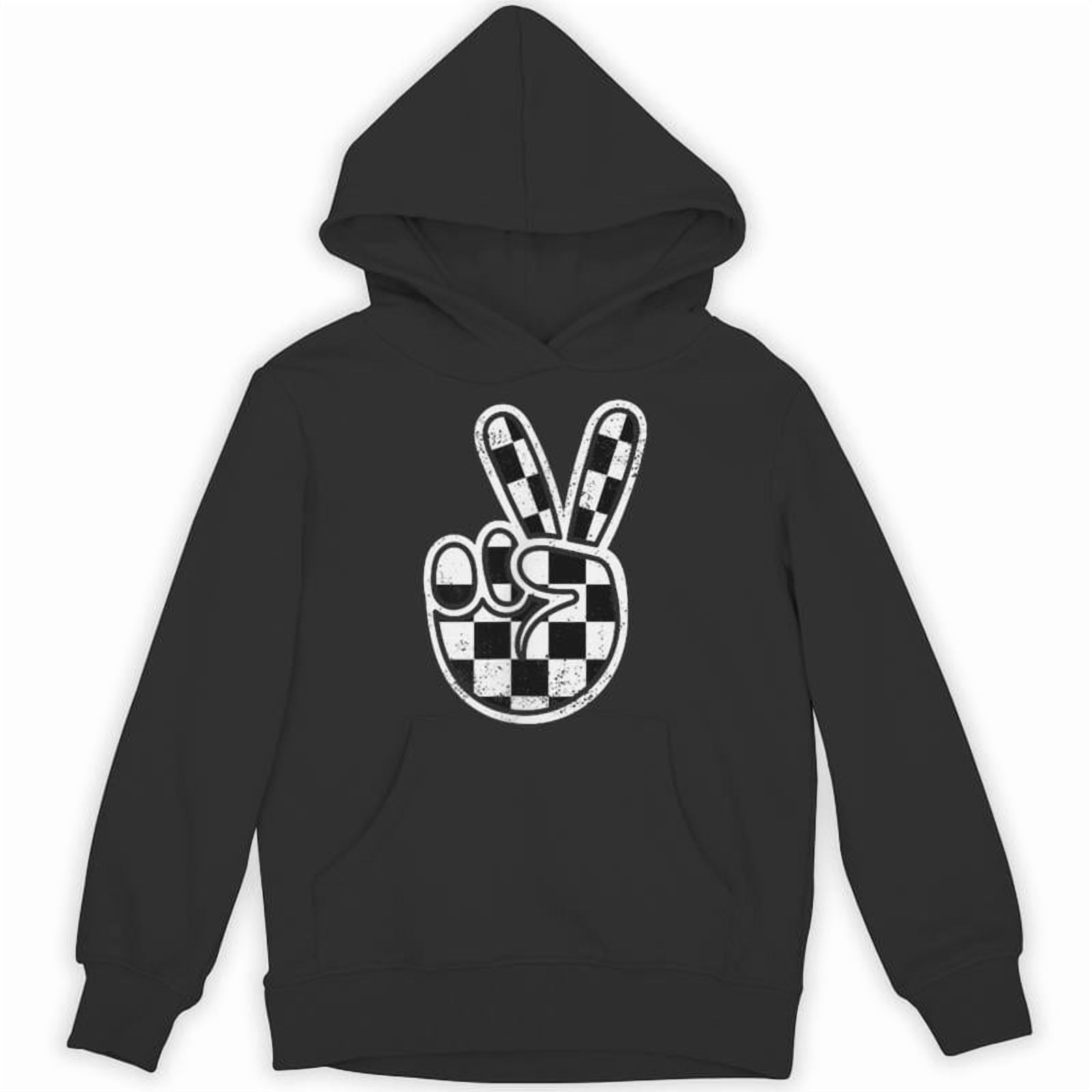 Checkered Peace Sign Hand Racing Flag Funny Race Car Boys Toddler Kids ...