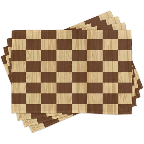 Checkered Place Mats Set of 4, Empty Checkerboard Wooden Seem Mosaic ...