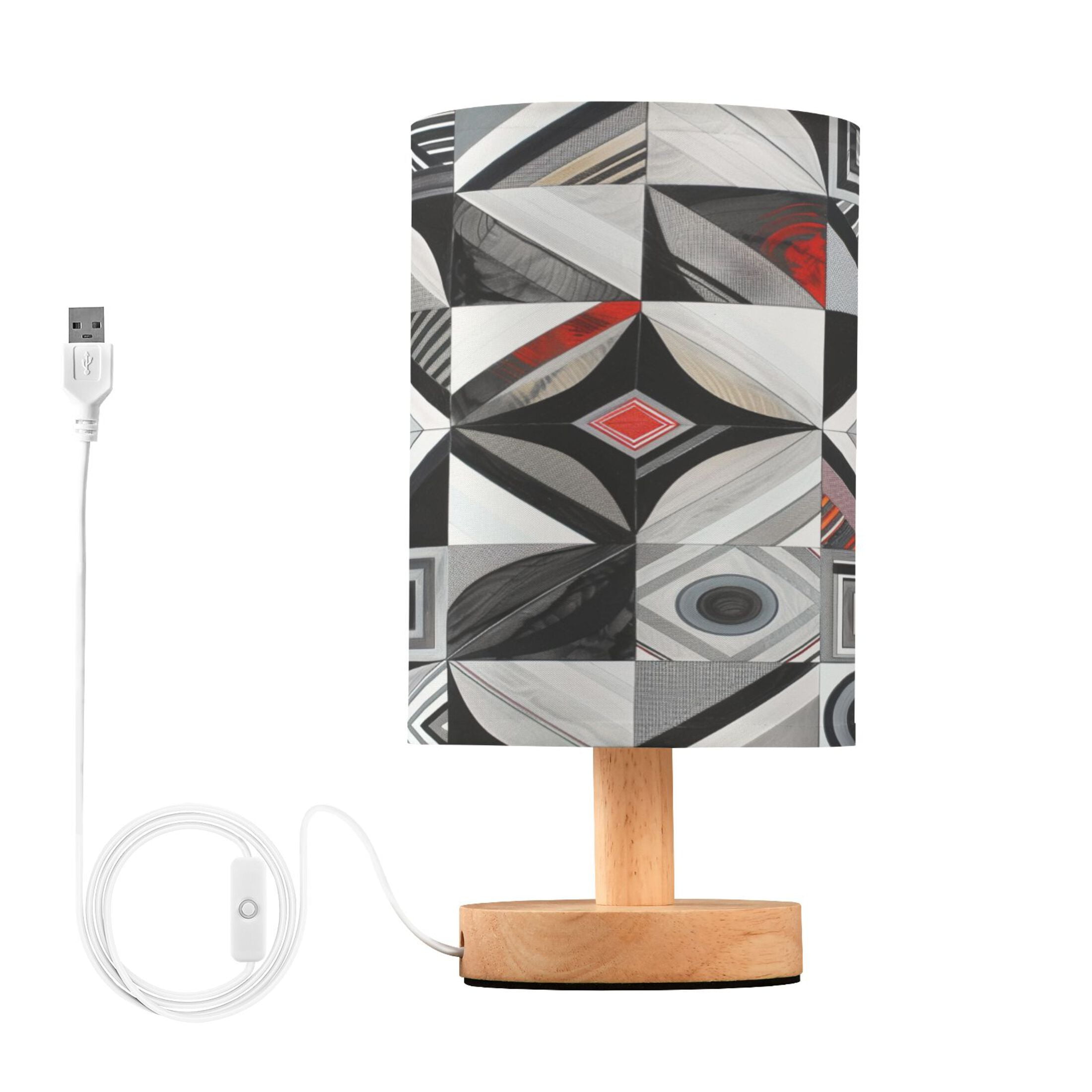Checkered Plaid Funny Geometry Bedside Table Lamp Desk Warm Lights with ...