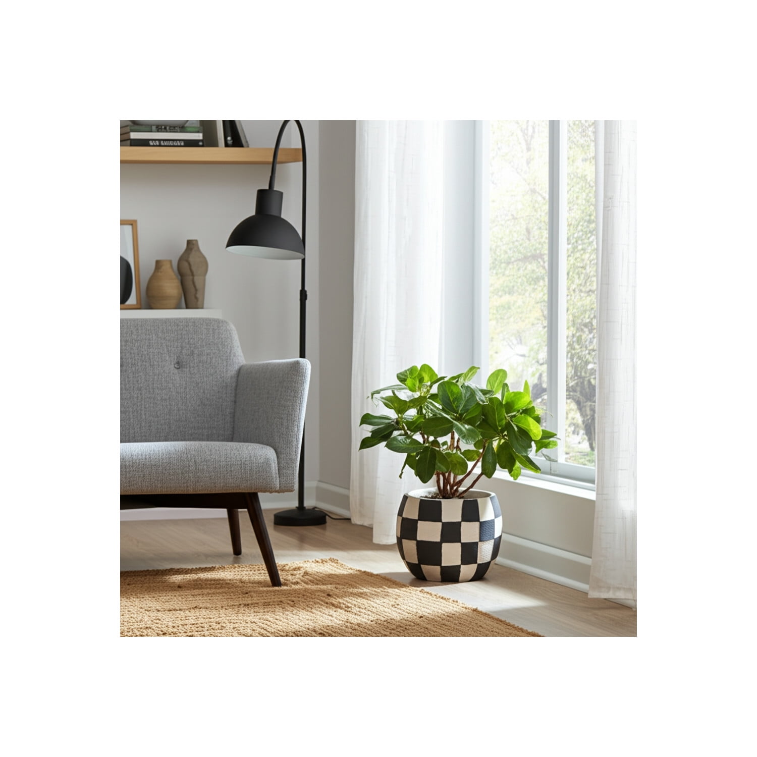 Modern Rounded Checkerboard Flower Pots for Home Decor Styling ...