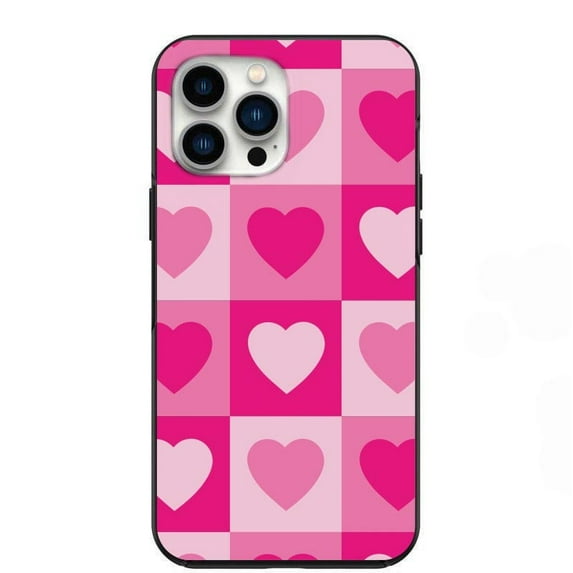 Checkered Pop of Pink Hearts Cute Valentine Design with iPhone 17 ...