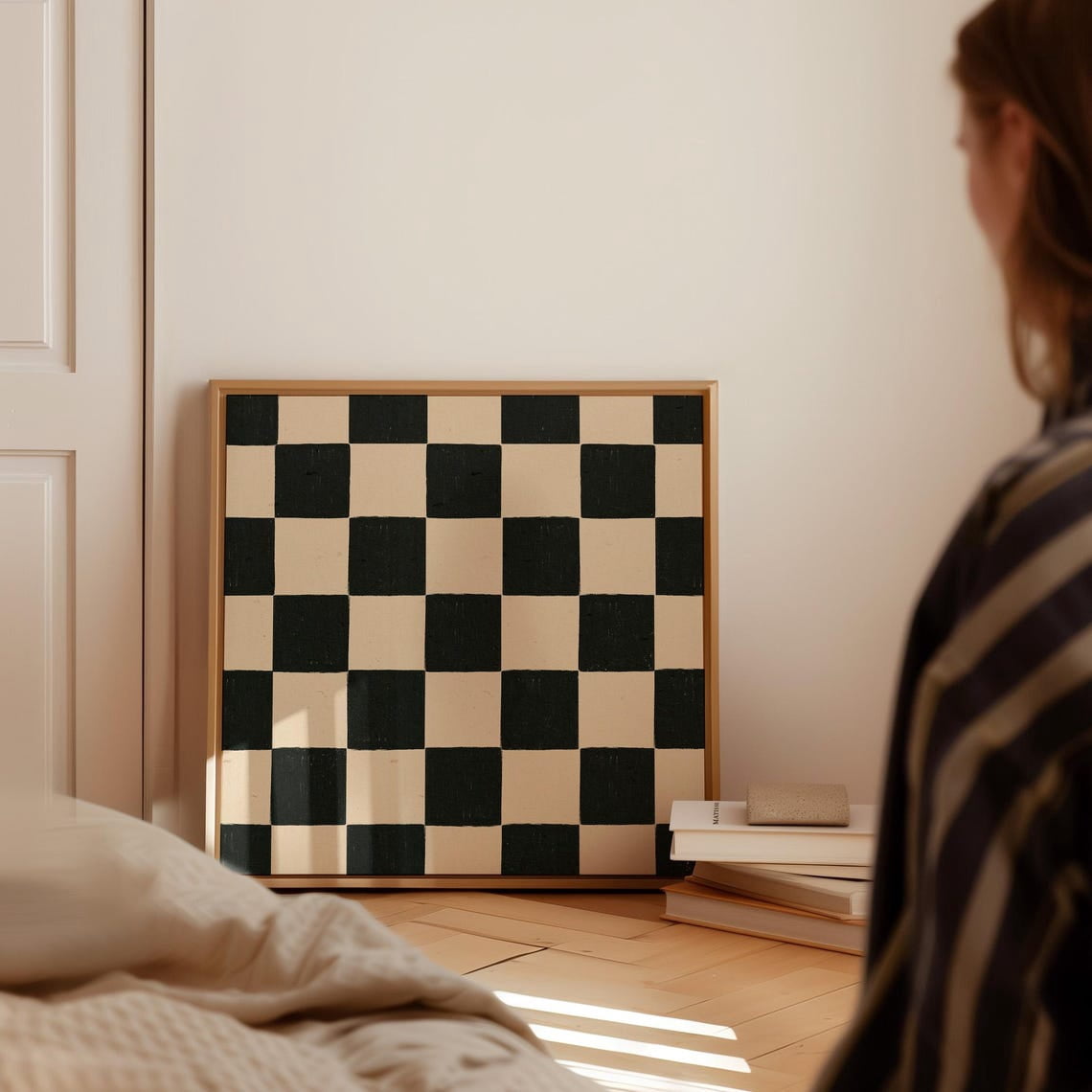 Checkered Poster Drawn Black Wall Art Modern Home Decor Design1 Poster ...