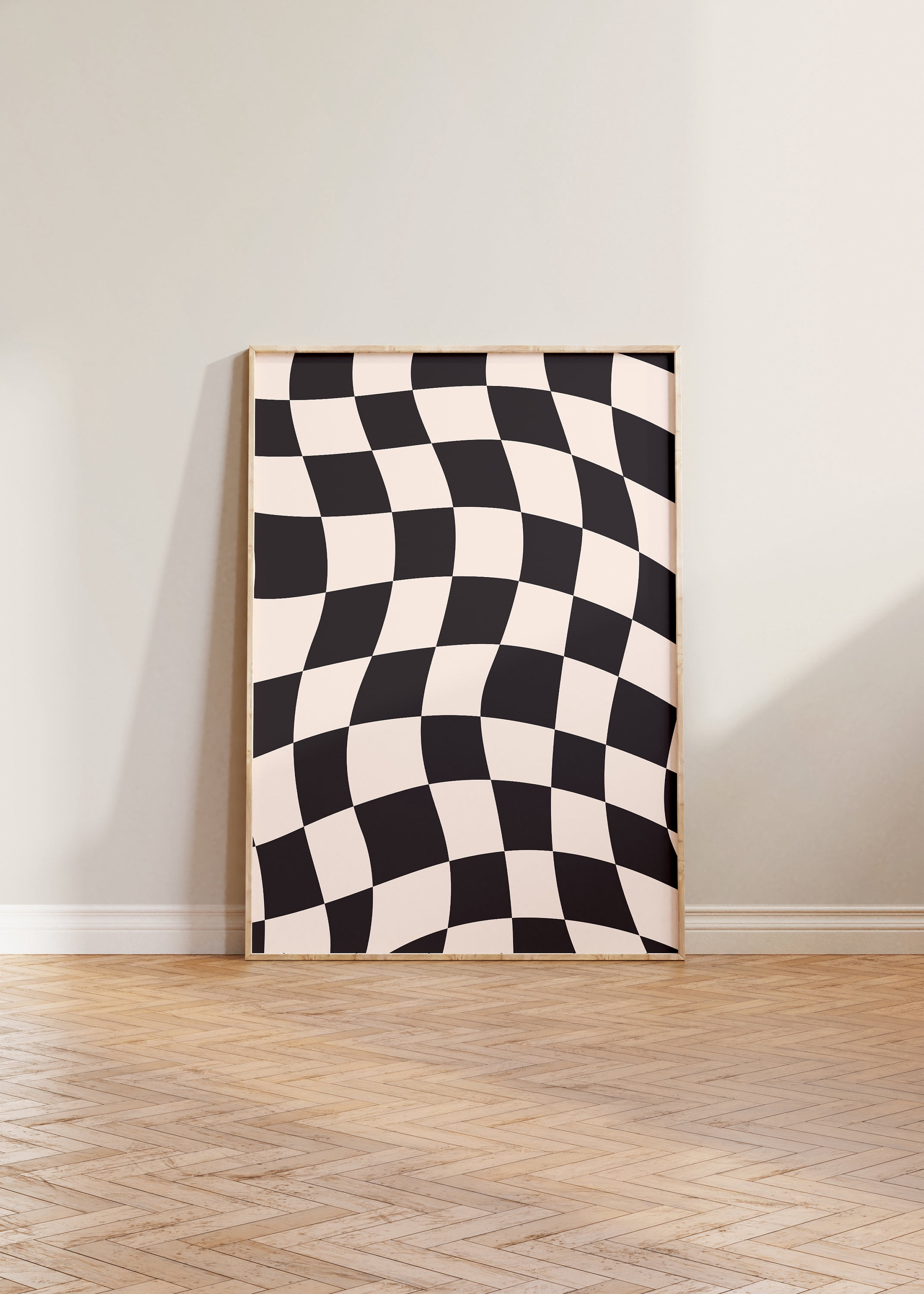 Checkered Print Abstract Checked Poster Wavy Print Black White Print ...