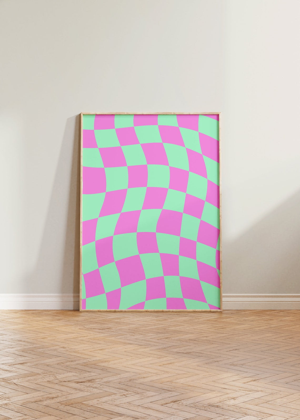 Checkered Print, Retro Pink Checked Print, Checkerboard Print ...