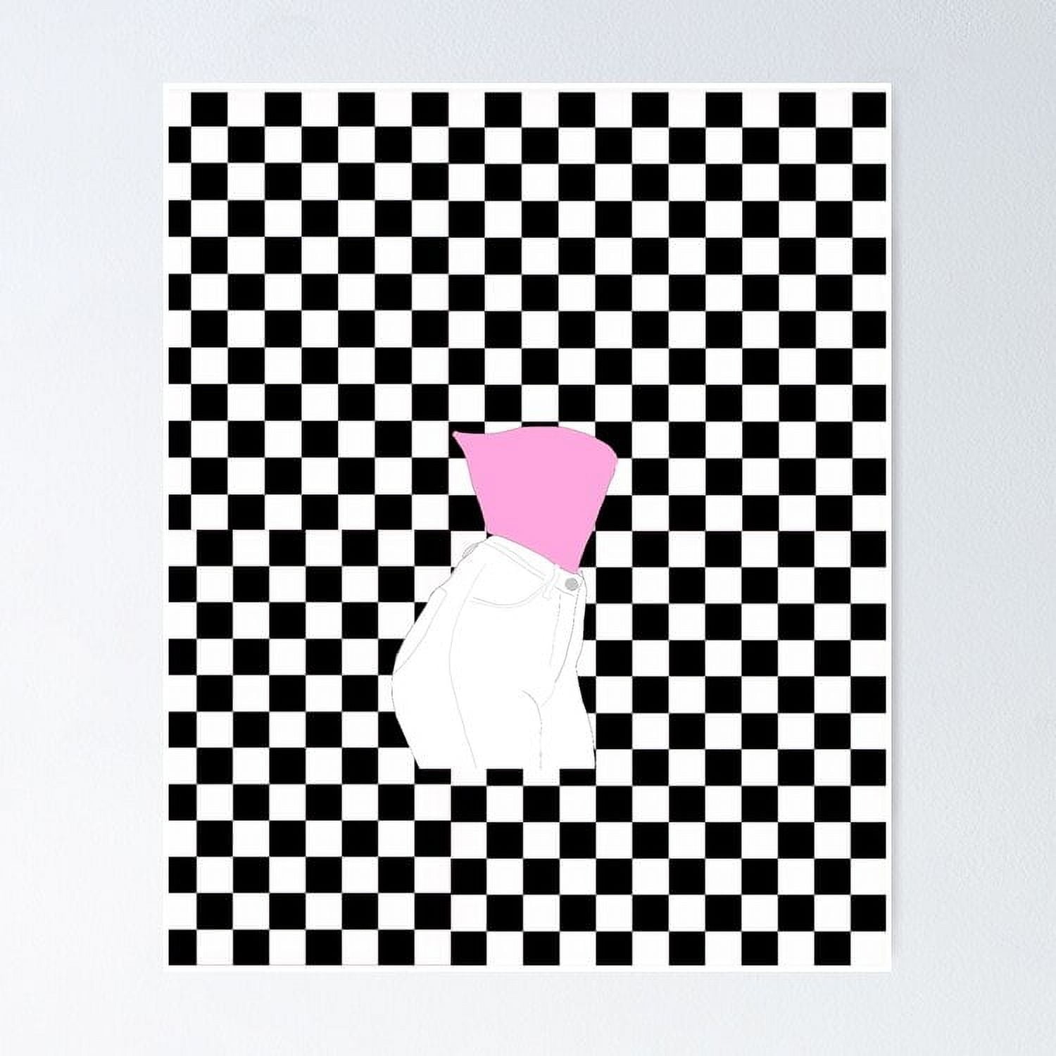 Checkered Print and Girl Neon Pink Poster, 8x12 UNFRAMED - Walmart.com