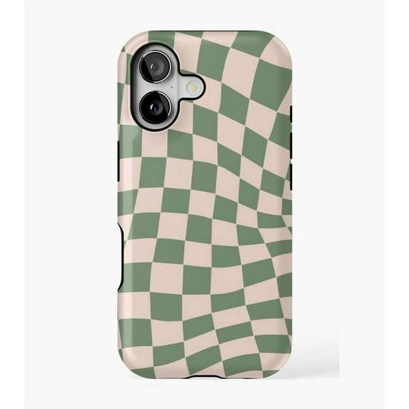 Checkered Prints in Sage Green and Blush Protective Case for iPhone 11 to 17 - Walmart.com