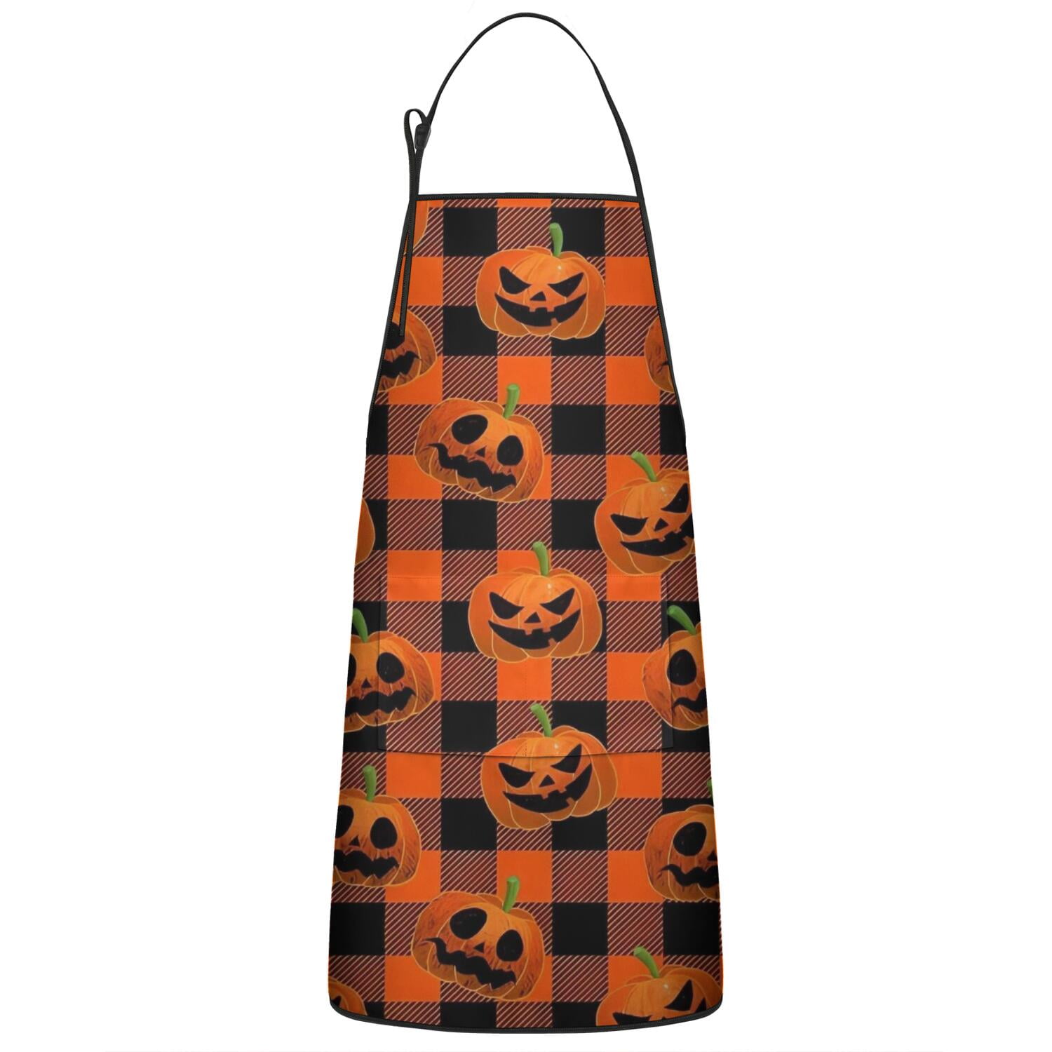 Checkered Pumpkin Halloween Pattern Apron-Garden Aprons for Women with ...