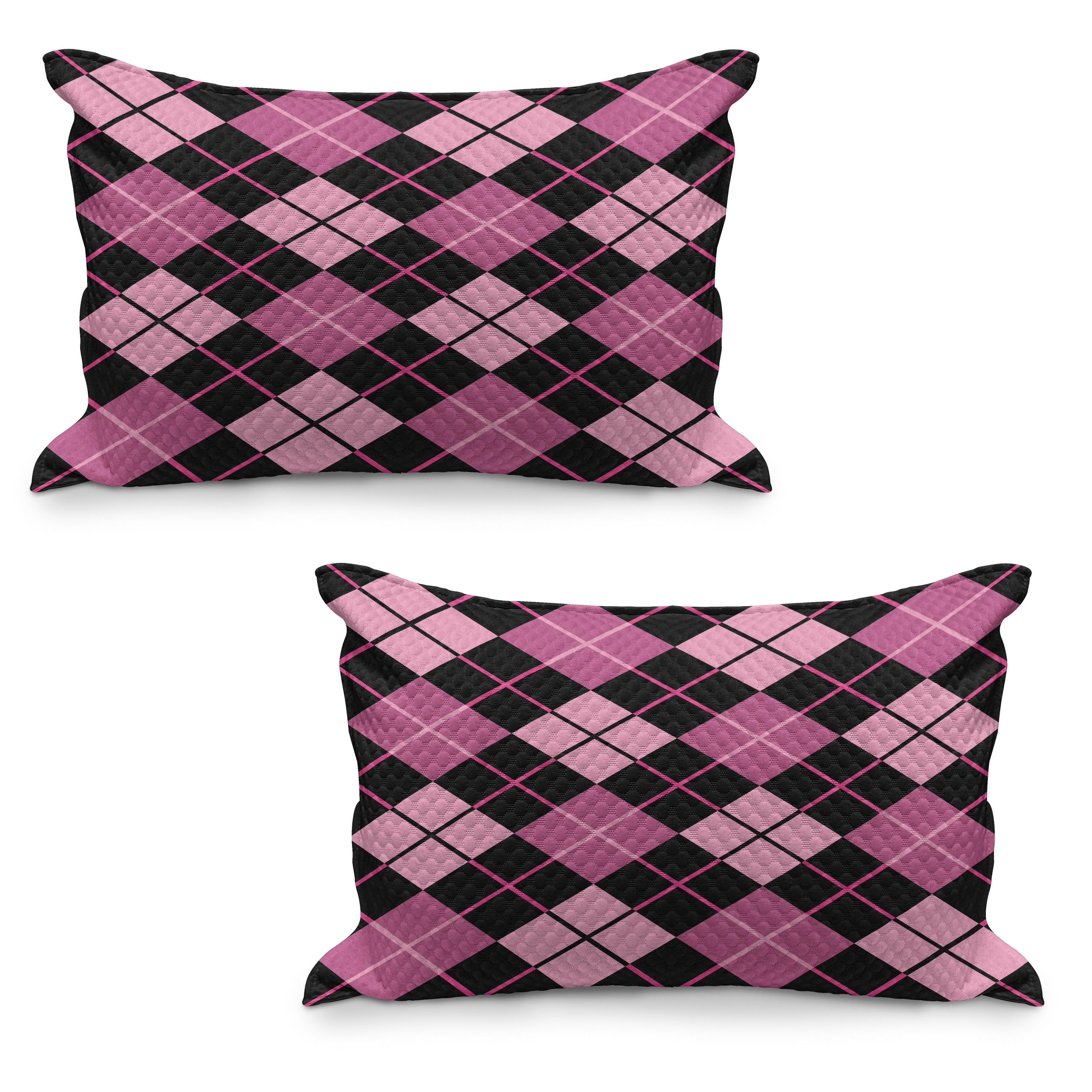 Checkered Quilted Pillowcover Set of 2, Crosswise Striped Mosaic ...