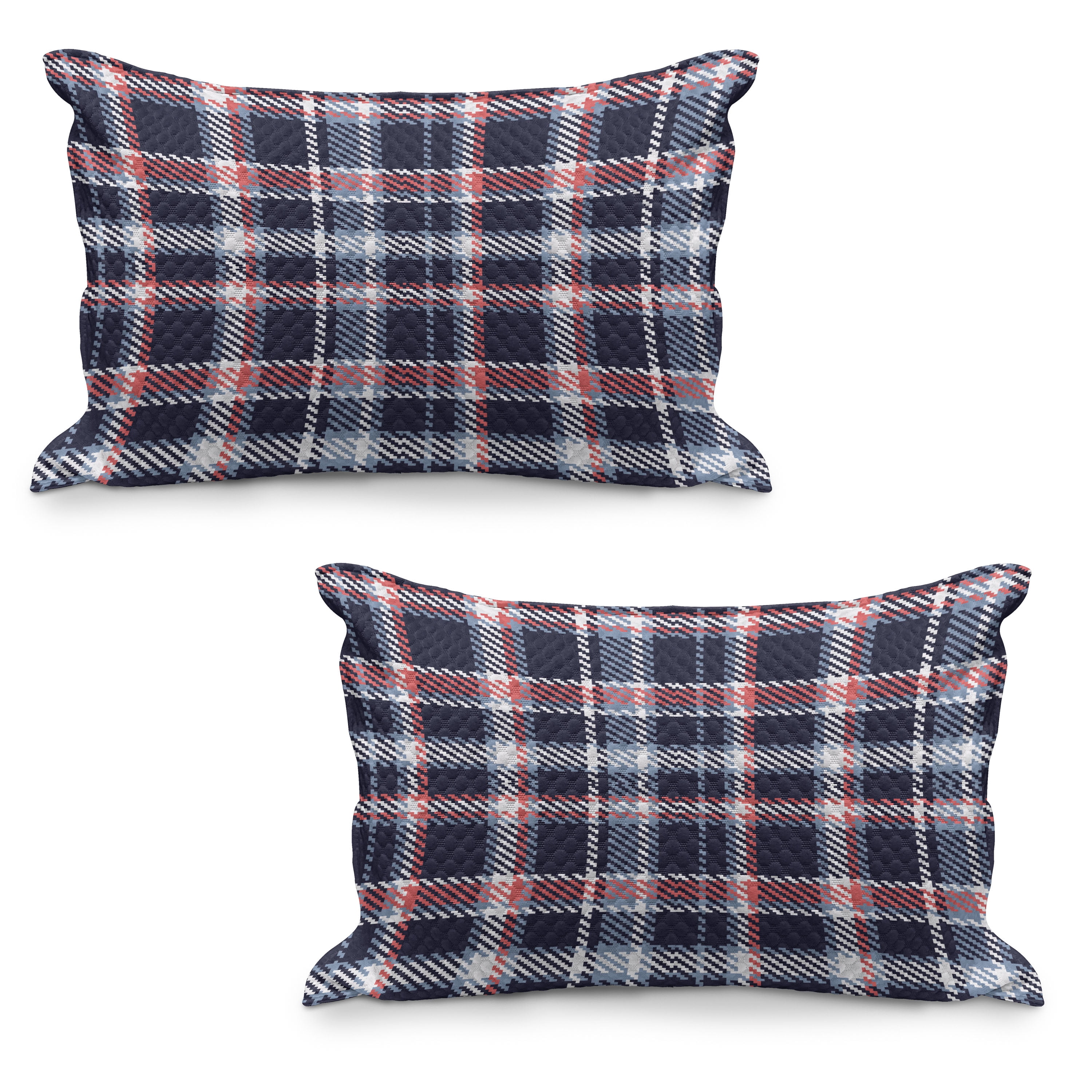 Checkered Quilted Pillowcover Set of 2, Retro Plaid Pattern Geometrical ...