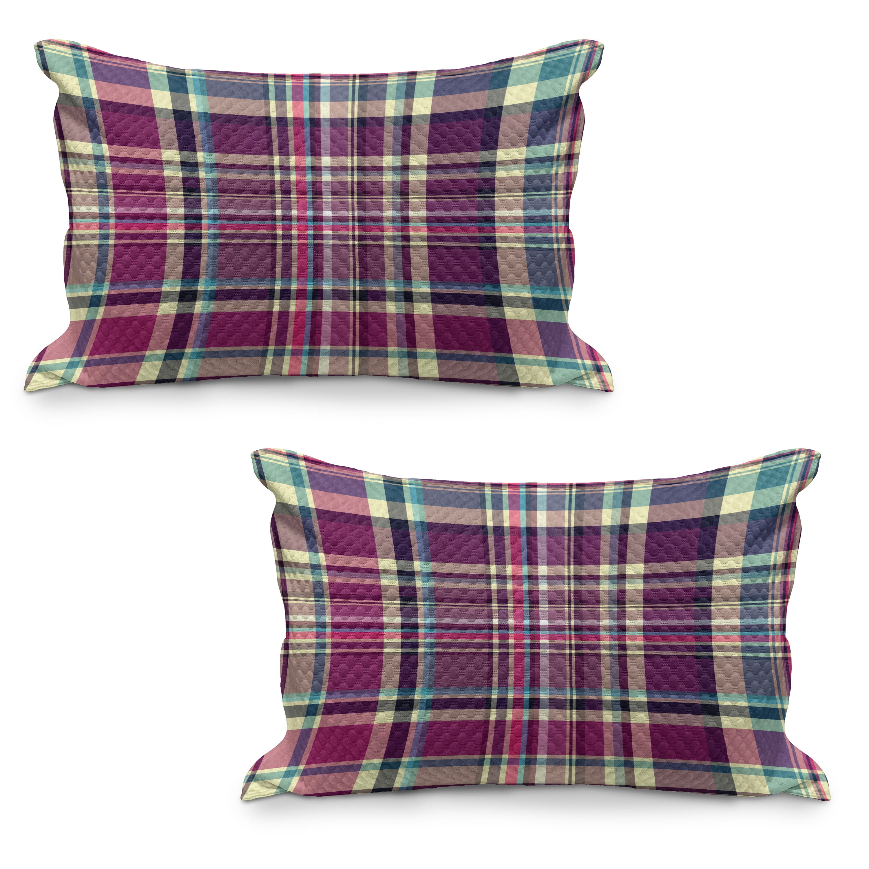 Checkered Quilted Pillowcover Set of 2, Vintage Scotland Pattern in ...