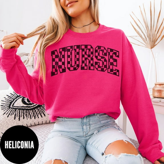 Checkered RN T-Shirt, Retro Nurse T-Shirt, Trendy Nurse Crewneck ...