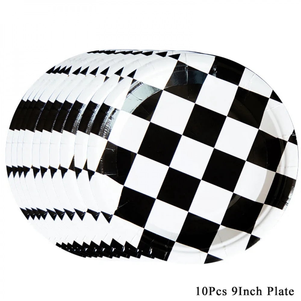 Checkered Race Car Party Black White Checkered Flag Tablecloth Road ...