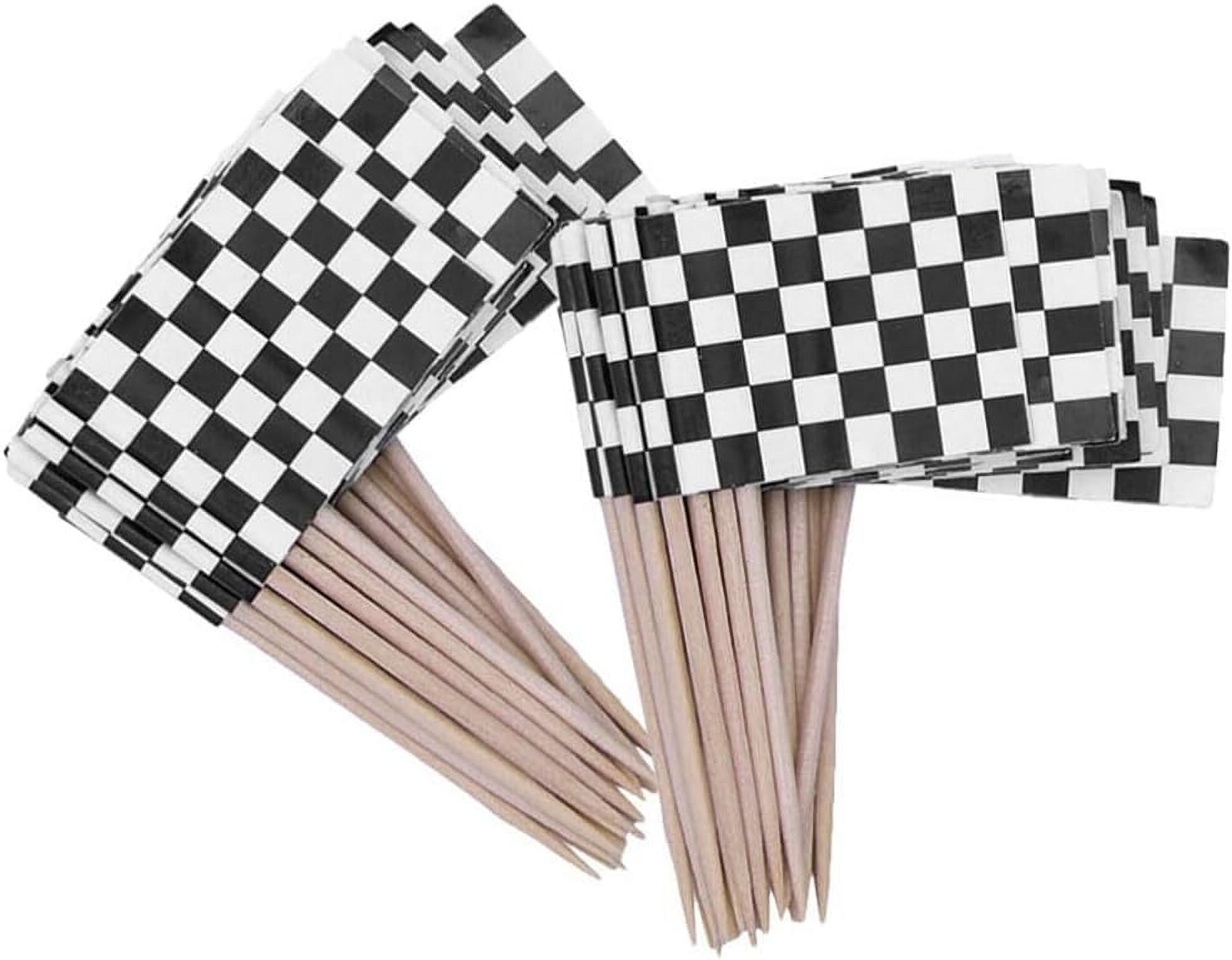 Checkered Racing Flag Toothpicks, 48pcs Racing Car Cupcake Topper Flags ...