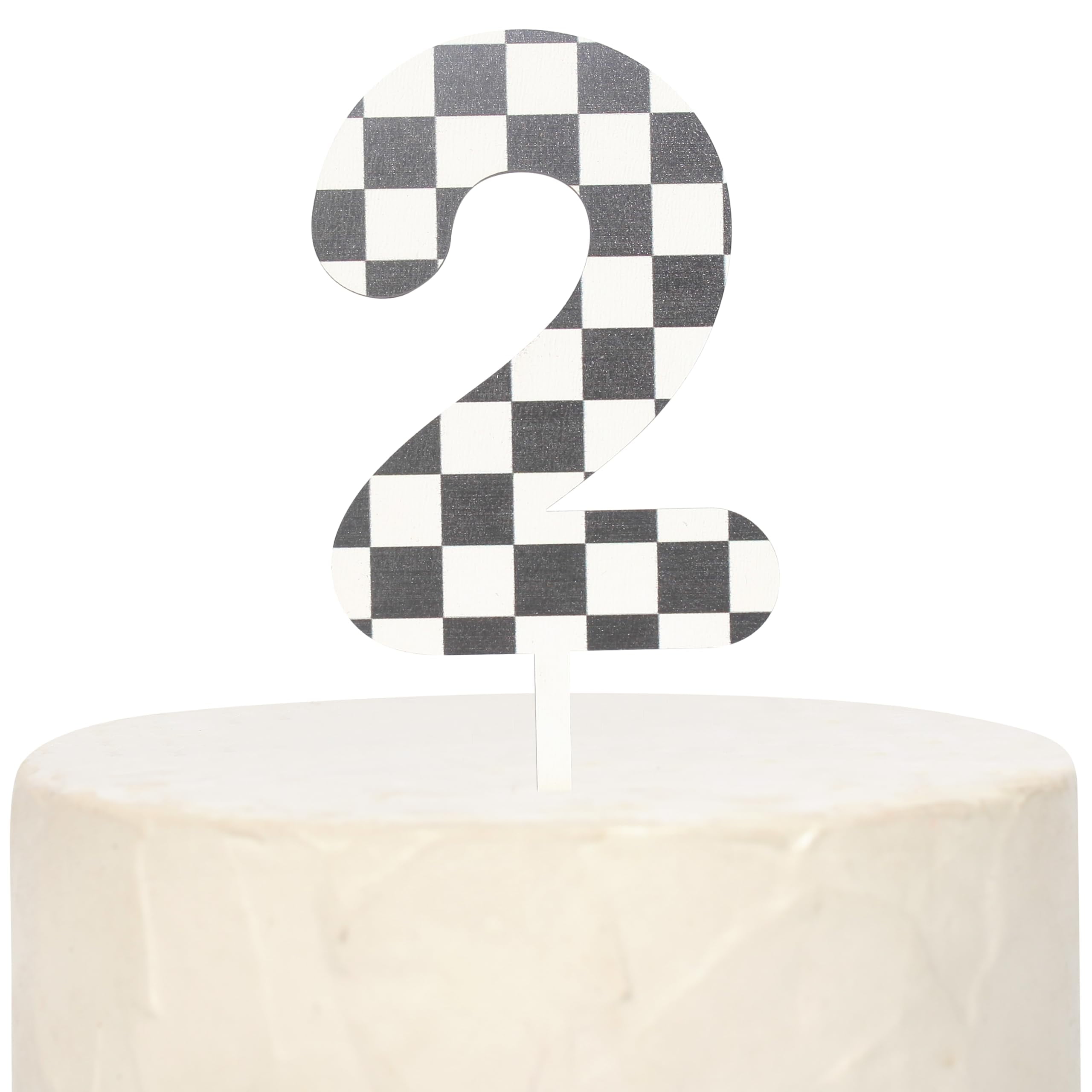 Checkered Racing Number 2 Cake Topper, RST1 Black and White, Second ...