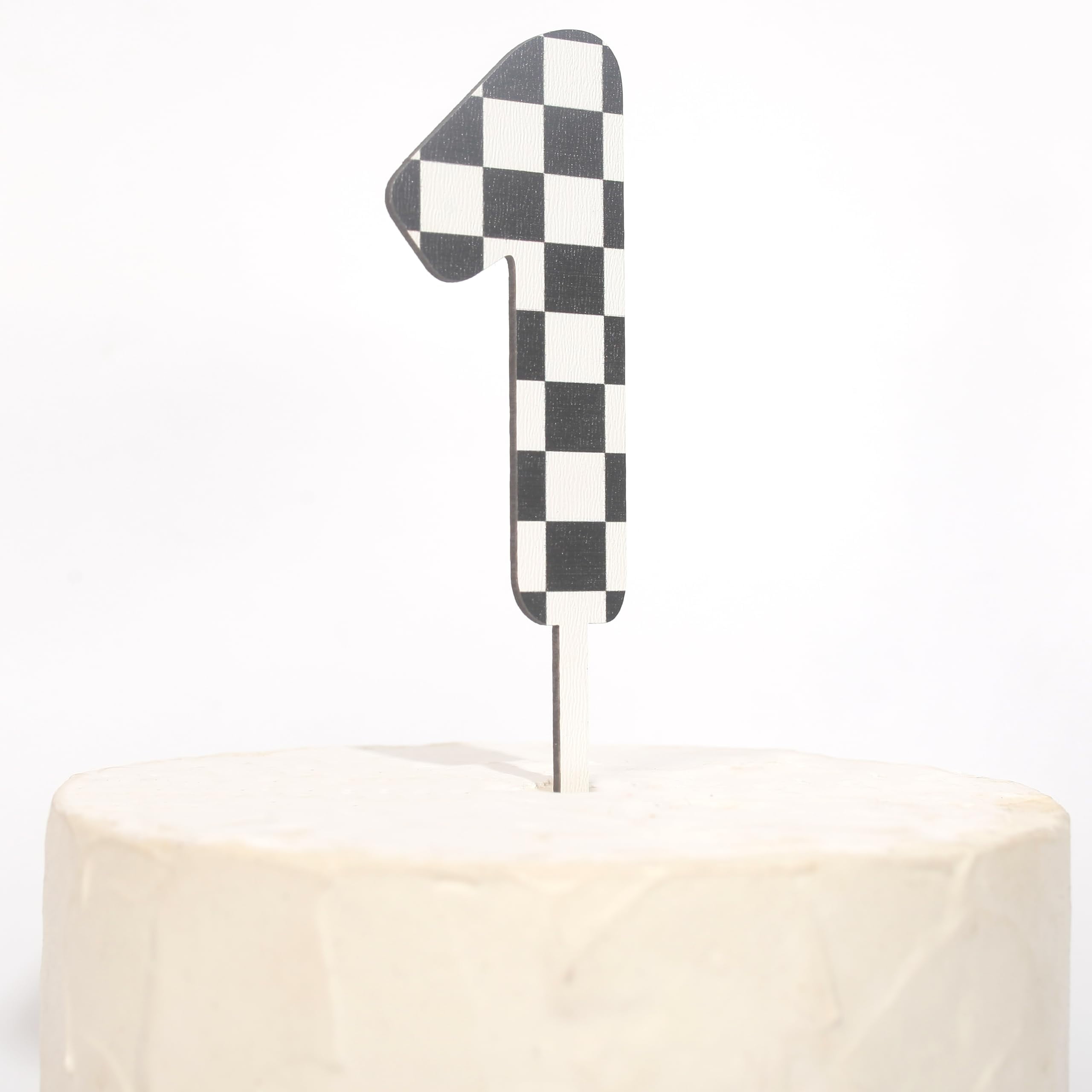 Checkered Racing NumberITSC 1 Cake Topper, Black And White, First ...