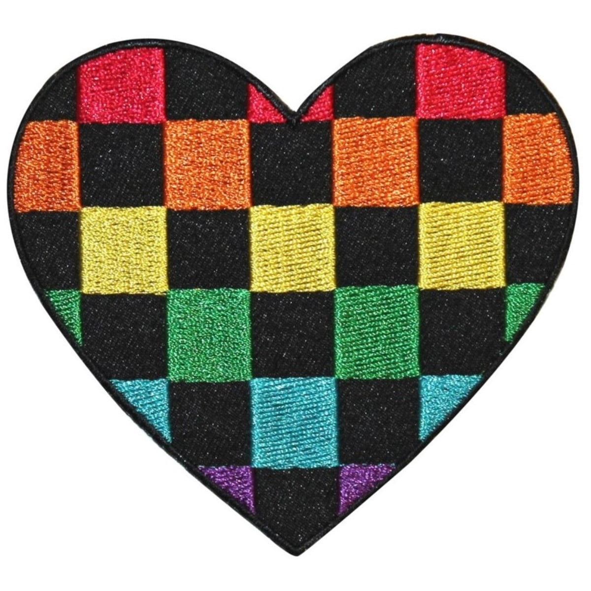 Checkered Rainbow Heart Patch Hippie Love Colorful Embroidered Iron On ...