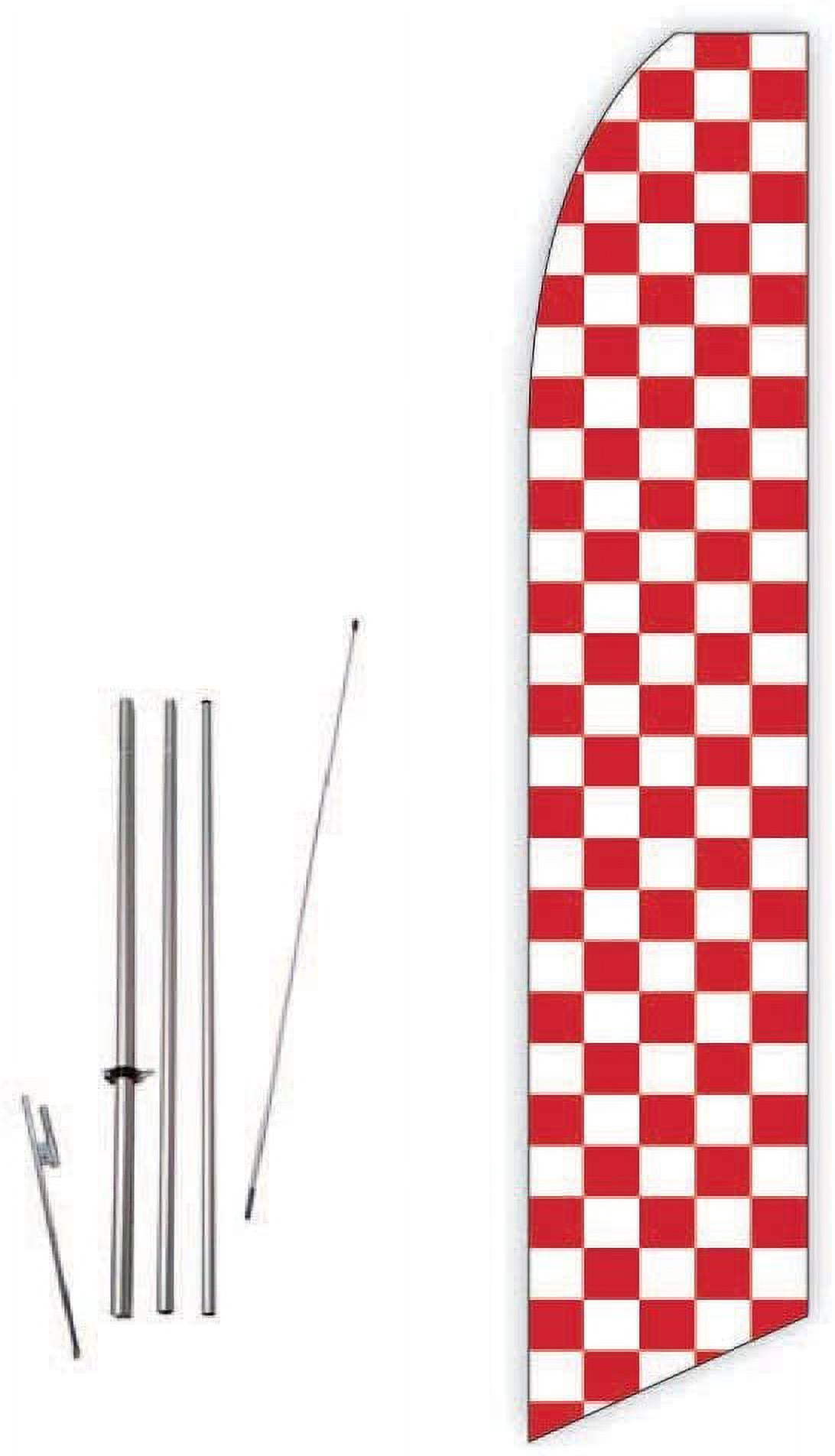 Checkered Red/White Super Novo Feather Flag - Complete with 15ft Pole ...