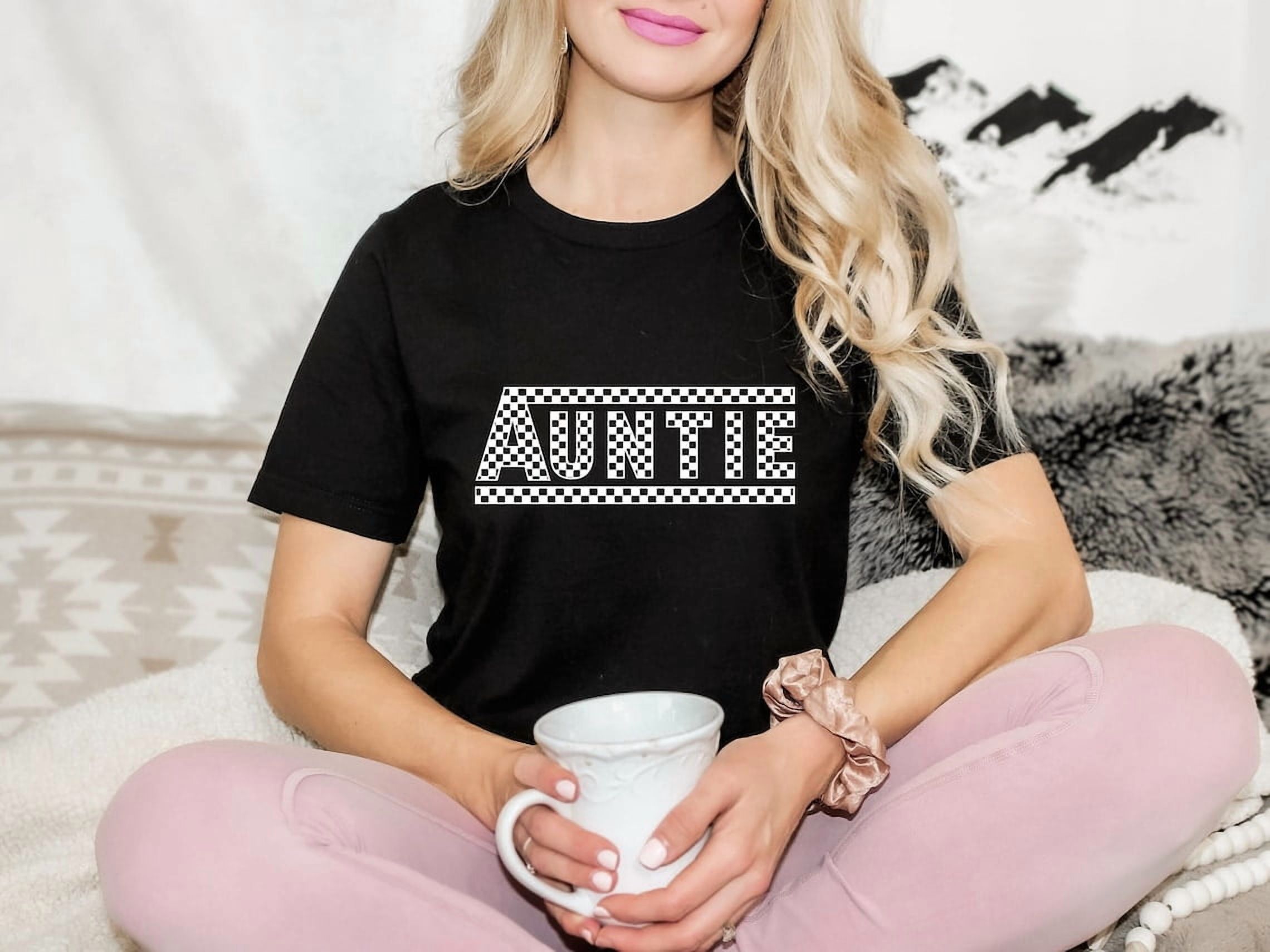 Checkered Retro Auntie Shirt Varsity Aunt T-Shirt Mother'S Day Gift ...