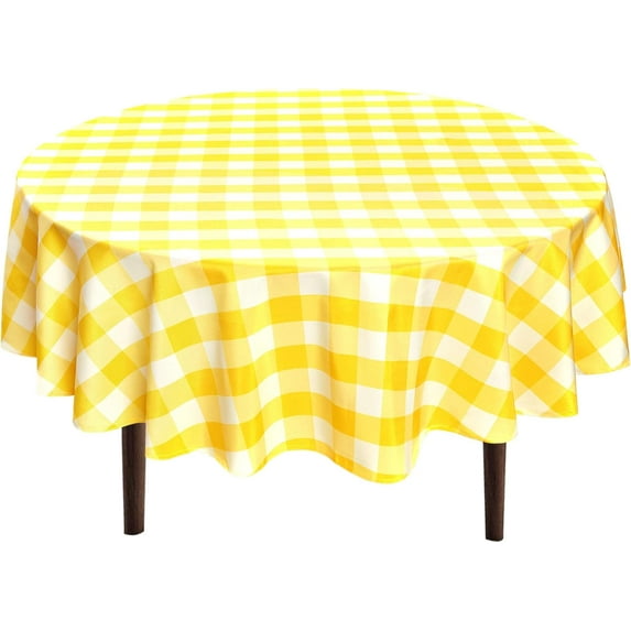 Checkered Round Tablecloth 70 Inch - Waterproof & Wrinkle Resistant ...