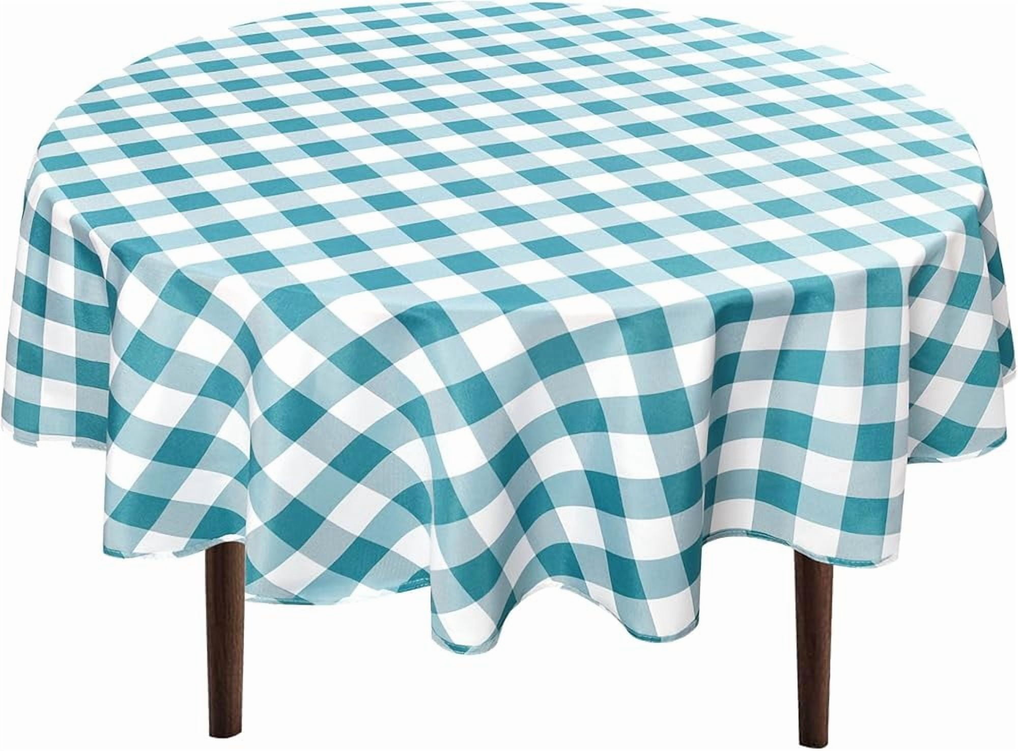 Checkered Round Tablecloth Waterpoof Stain and Wrinkle Resistant ...