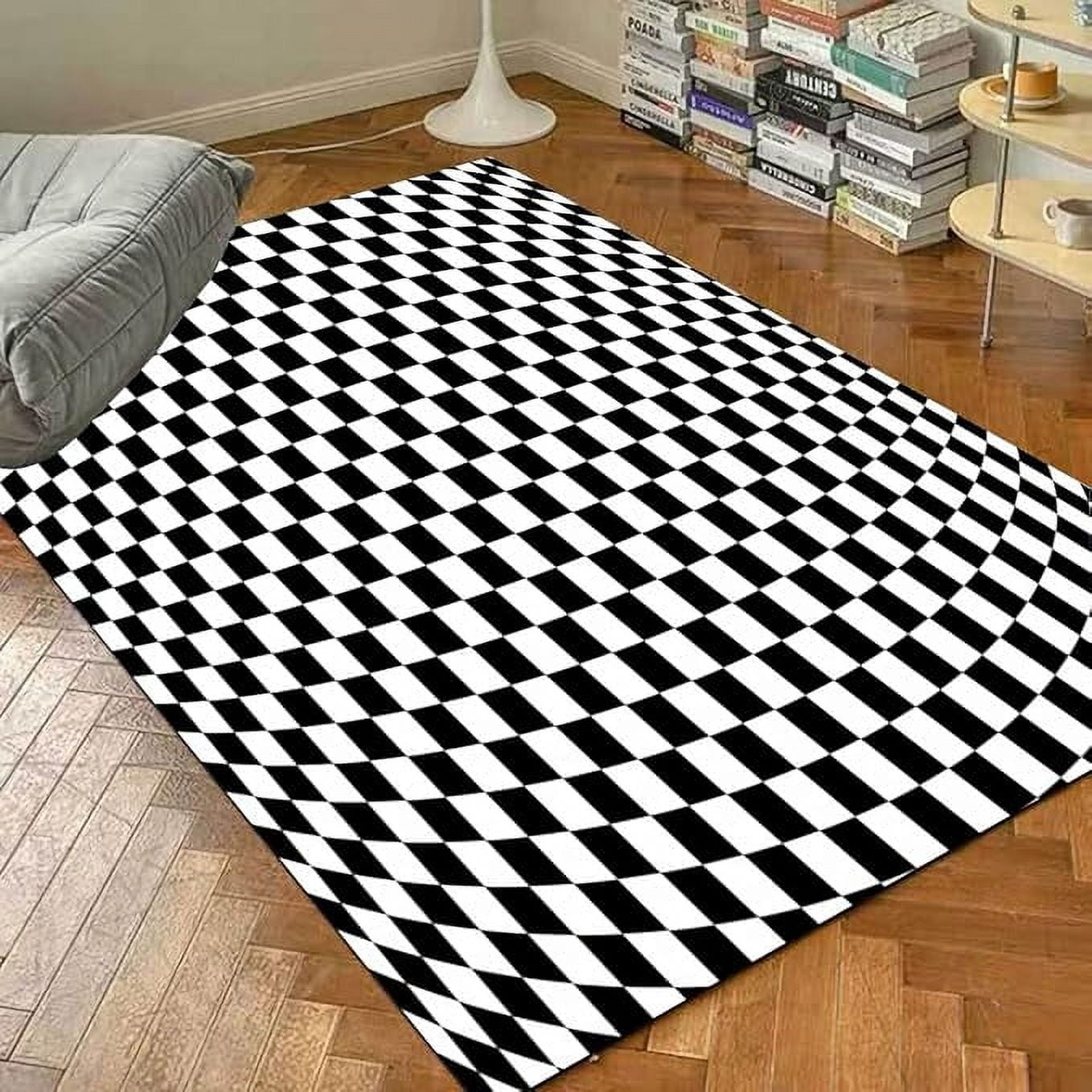 Checkered Rug Black And White Checkerboard Rug Vortex Carpet For Living ...