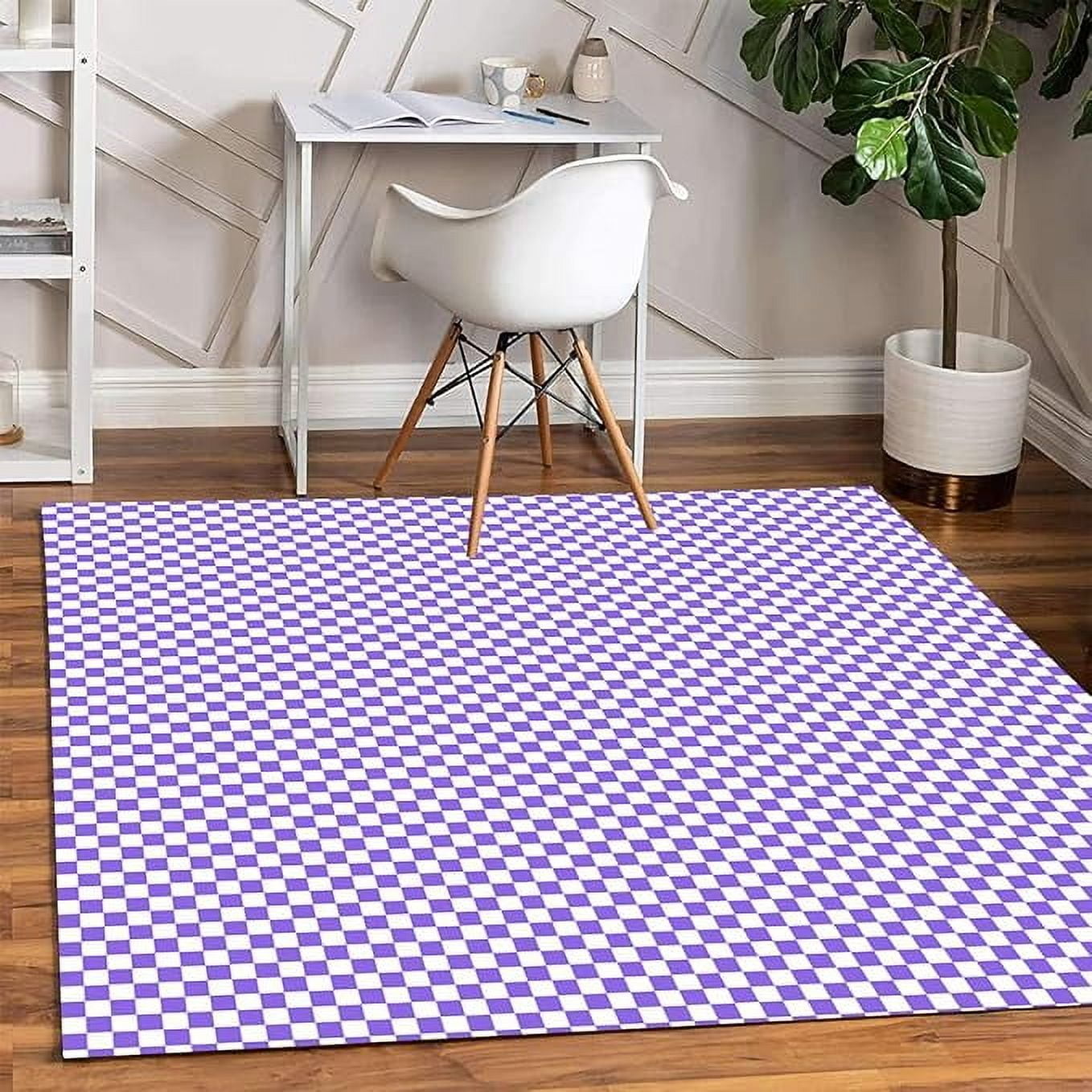 Checkered Rug Checkerboard Rug Purple And White Outdoor Washable Runner ...