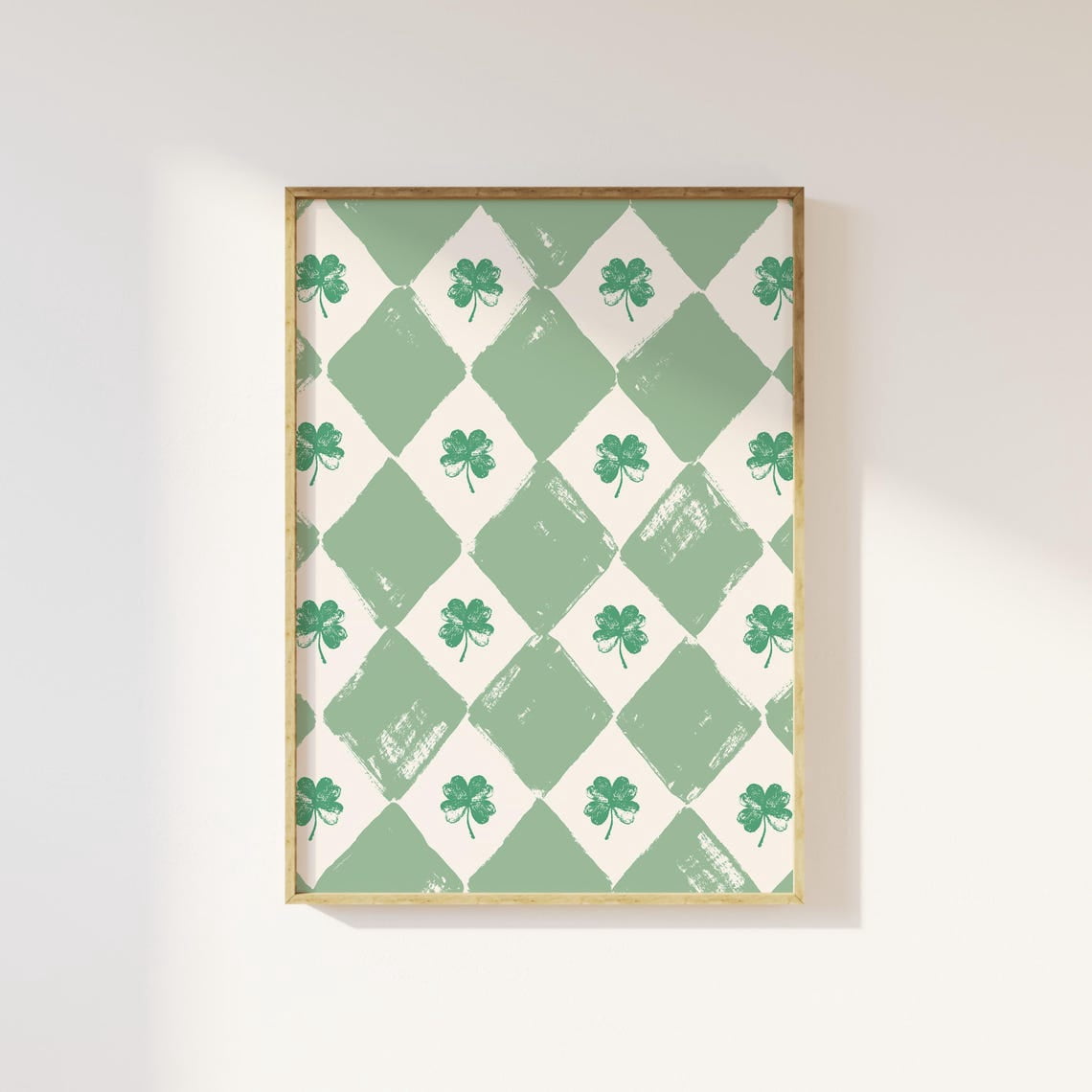Checkered Shamrock Poster St Patricks Day Decor Green Wall Art ...