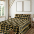 Ambesonne Checkered Fitted & Flat Sheet with Shams 4 Pcs Set, Vintage ...
