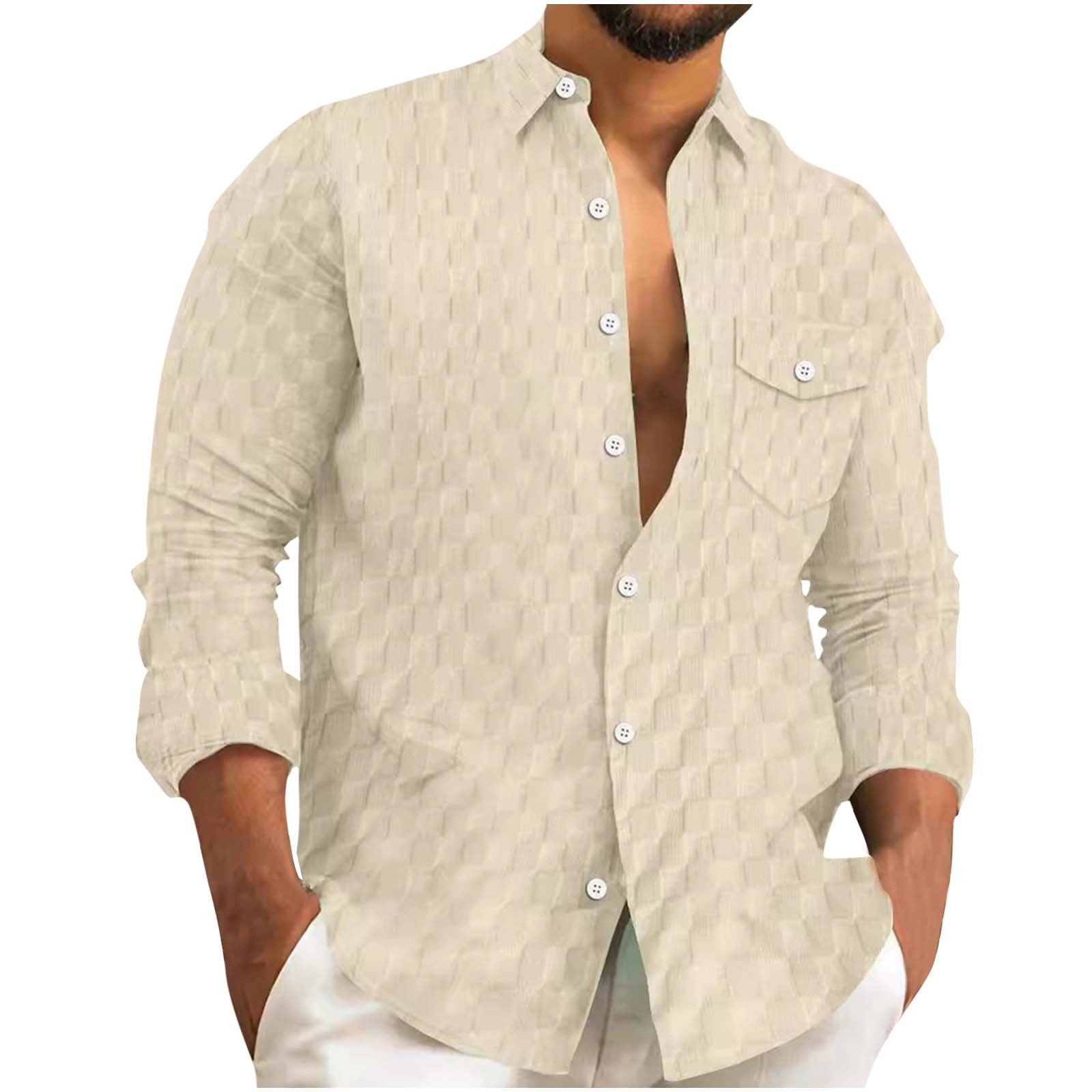 Checkered Shirts for Men with Pocket Long Sleeve Button-Down Collared ...