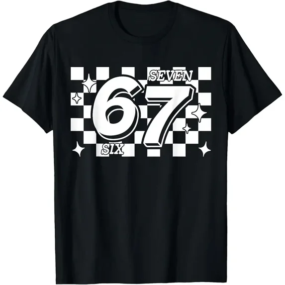 Checkered Six Seven 6 7 Meme Gen Alpha Slang T-Shirt - Walmart.com