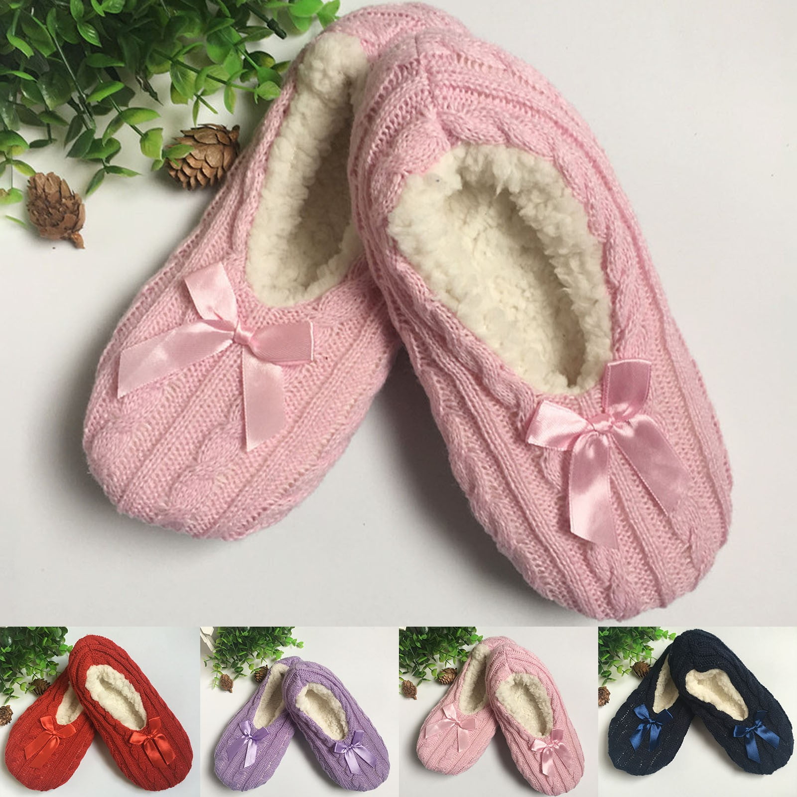 Checkered Slippers For Women Fuzzy Slippers Cute Cartoon Fluffy Plush ...