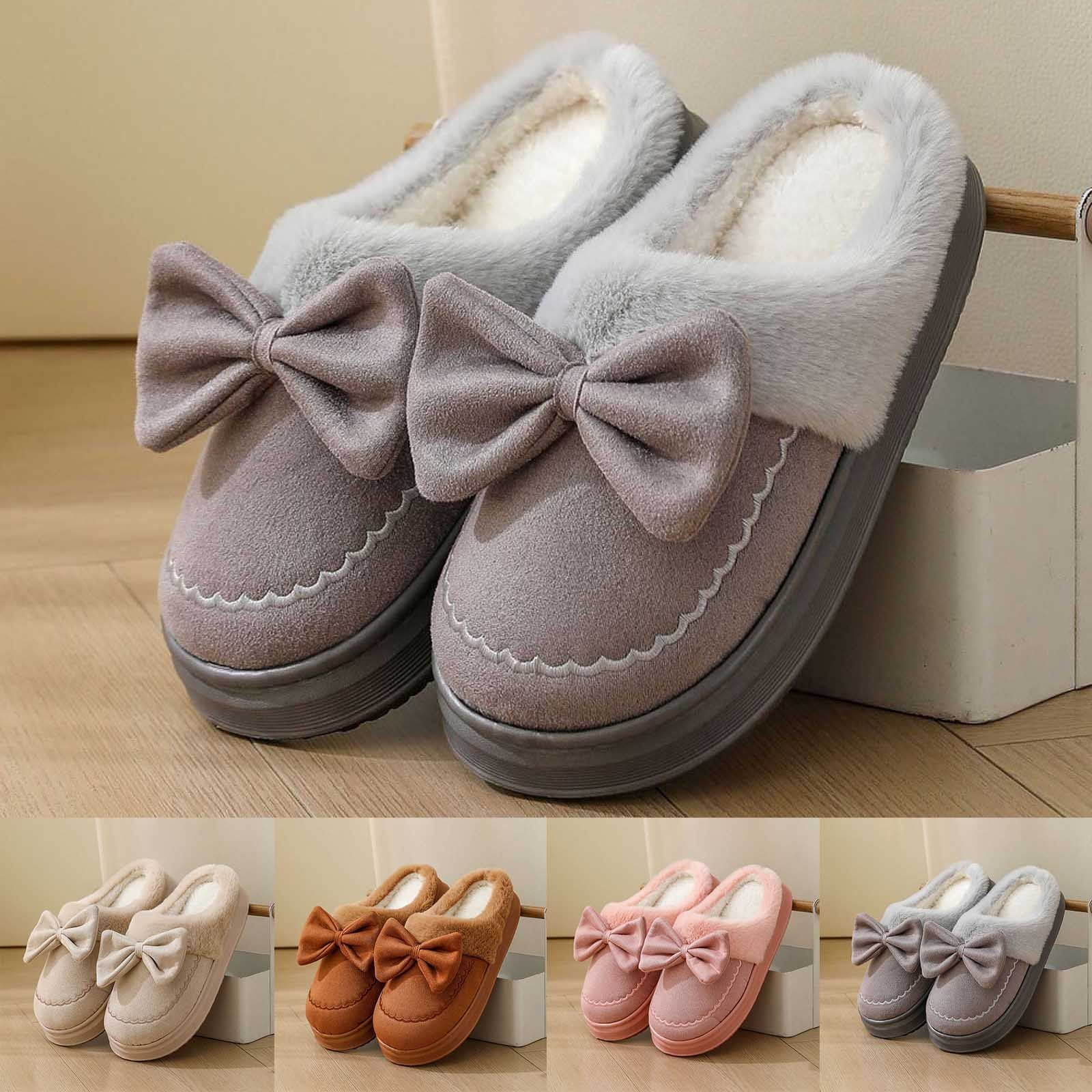 Checkered Slippers For Women Plush Memory Foam House Slippers Closed ...