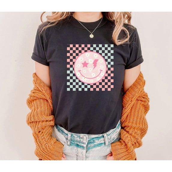 Checkered Smiley Face Shirt, Smiley Face Tee, Smiley Face Sweatshirt ...