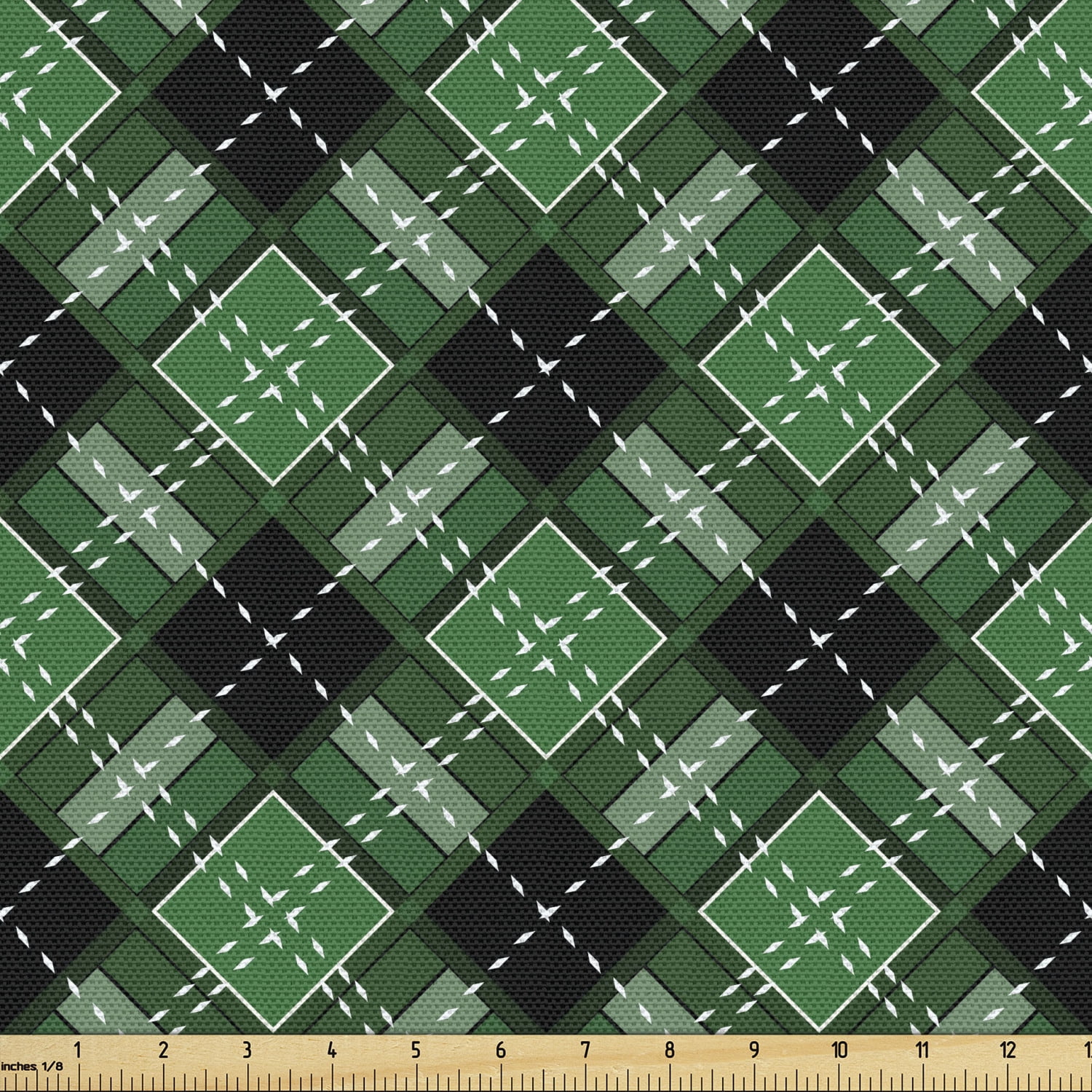 Ambesonne Checkered Fabric by the Yard Upholstery, Abstract Old Classic ...
