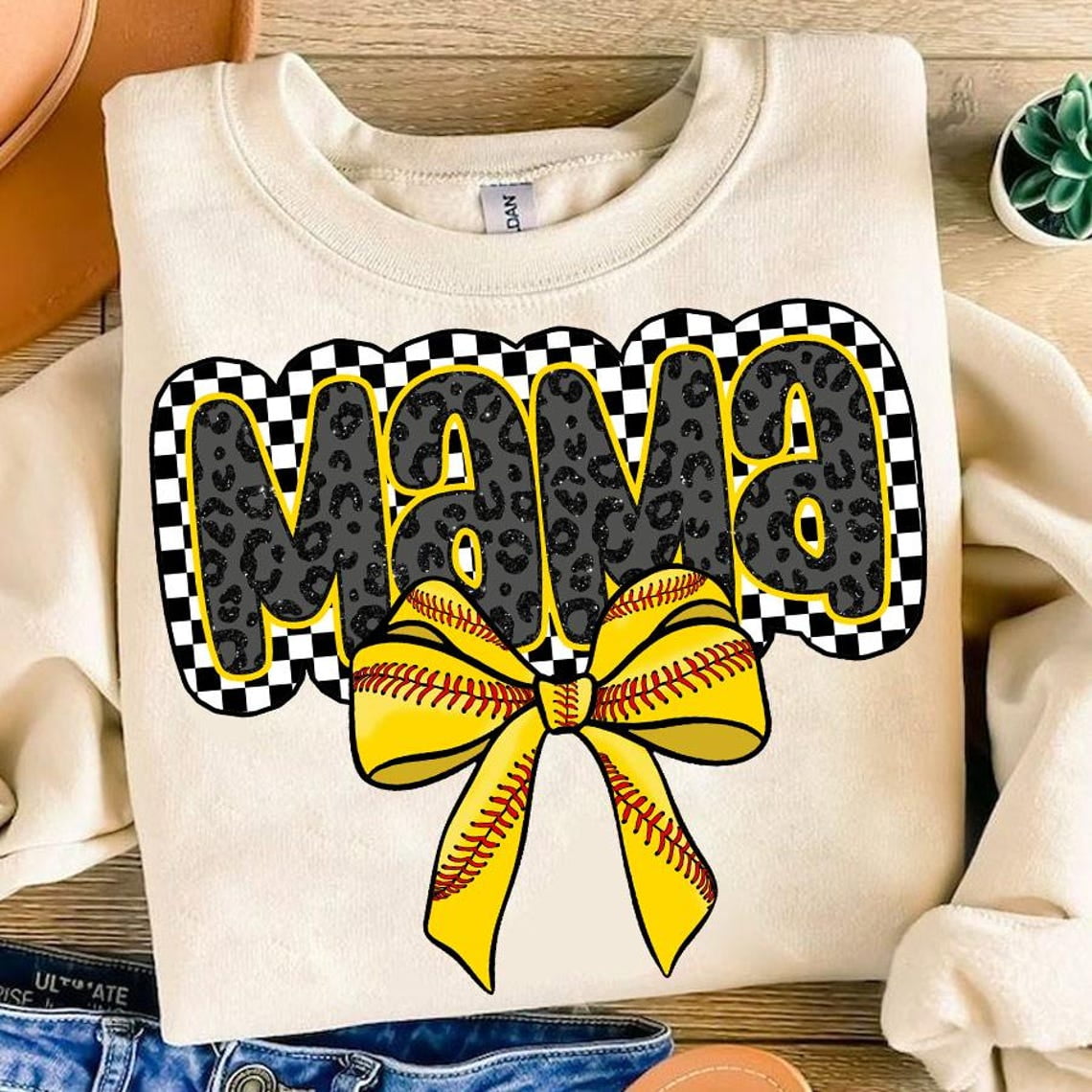 Checkered Softball Mama, Coquette Softball, Game Day, Softball Bow ...