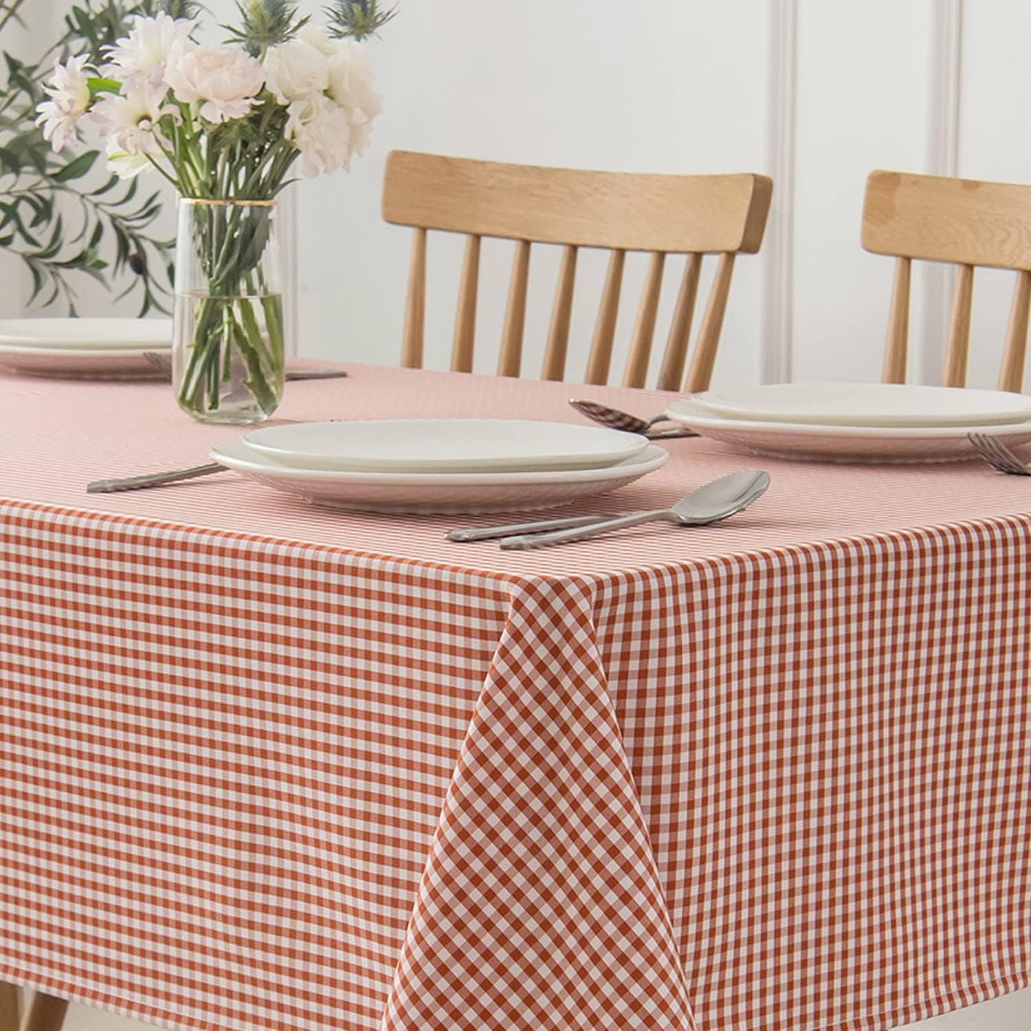 TRAHOO-Checkered Square Tablecloth Waterproof Spillproof Wrinkle ...