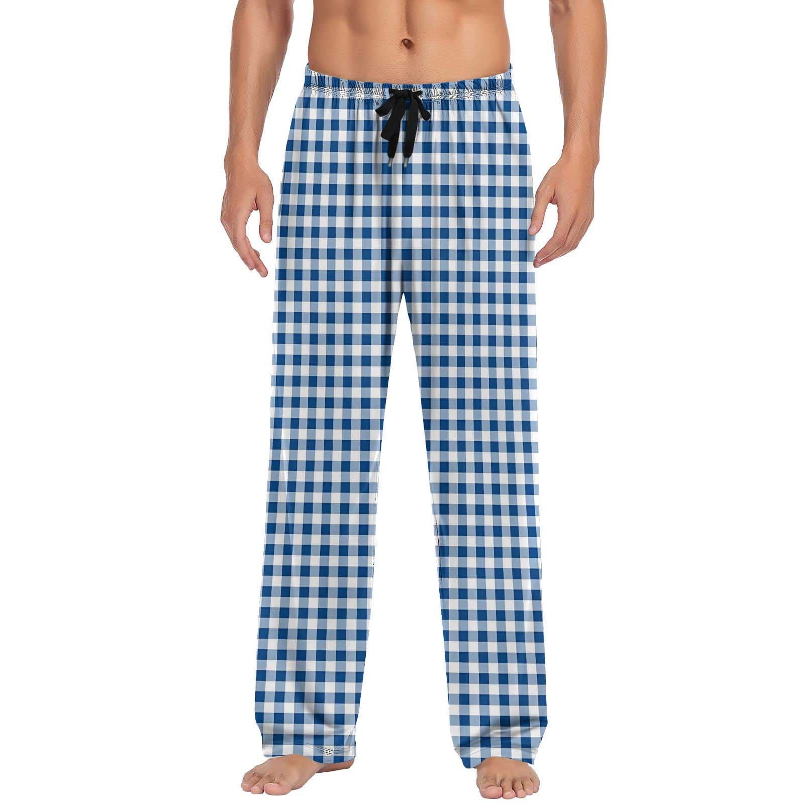 Checkered Striped Print Trousers for Mens Drawstring Elastic Waist ...