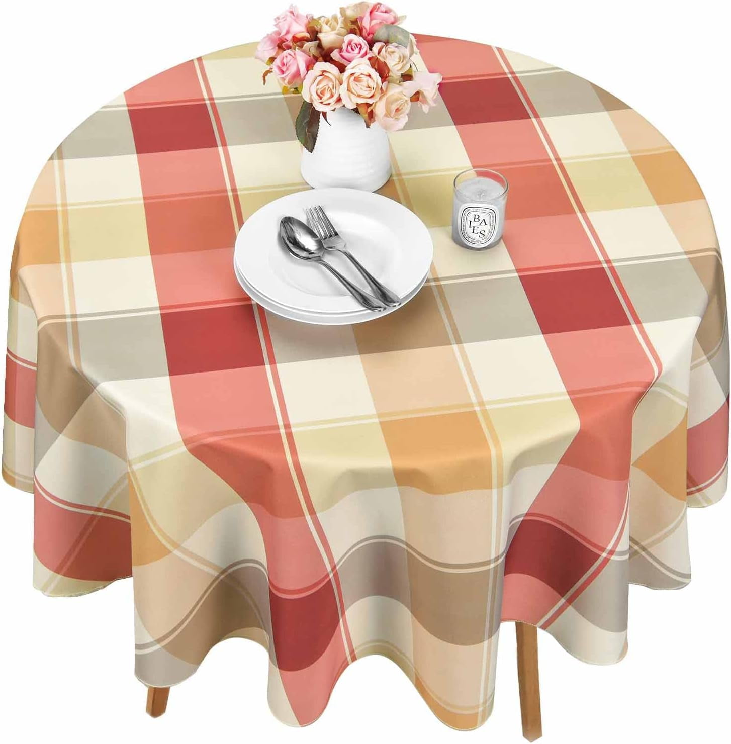 Checkered Table Cloth, Gingham Harvest Waterproof Vintage Table Cover ...