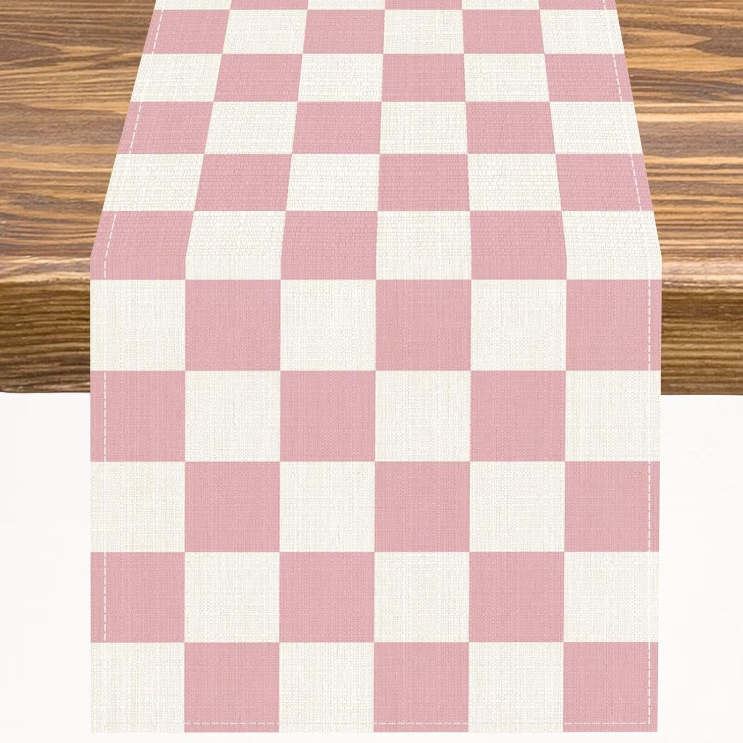 Checkered Table Runner Pink Cute Retro Checkerboard Vintage Aesthetic ...